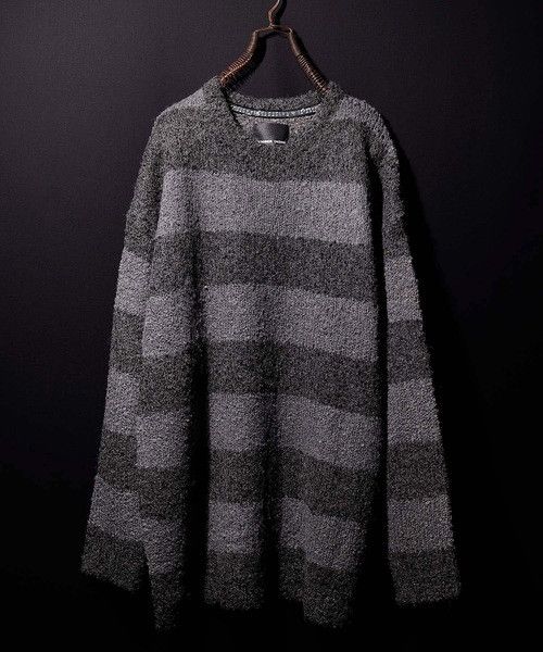 Number (N)ine Number nine ALPACA STRIPED KNIT BIG PULLOVER sweater ...