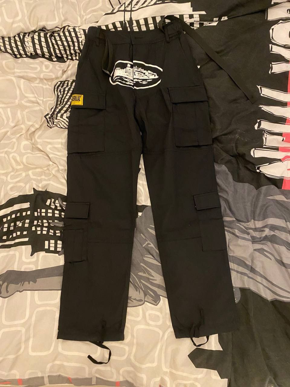 Corteiz Corteiz Cargo Pants Black/White (M) | Grailed