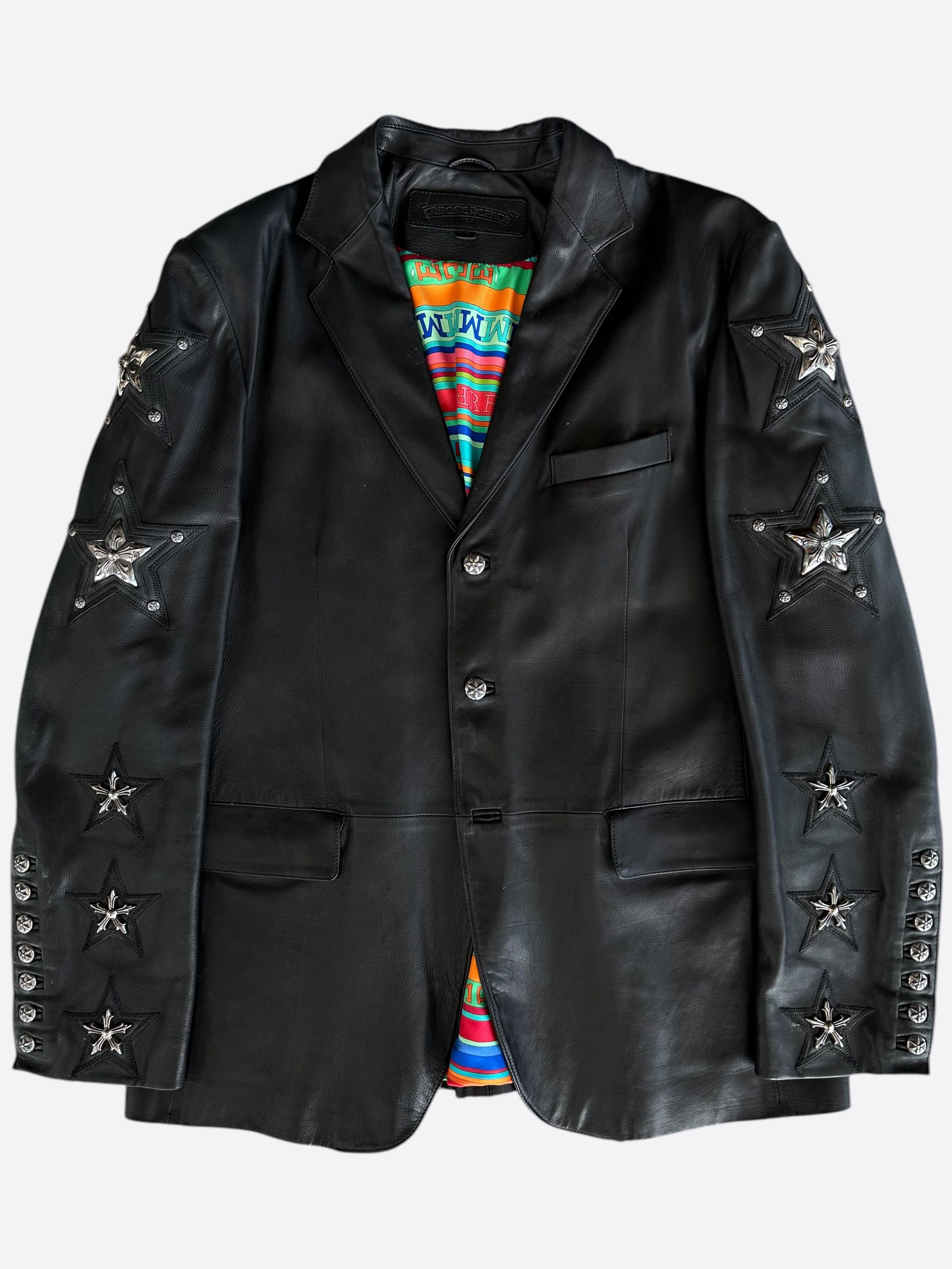 Chrome Hearts Chrome Hearts Black Leather Custom Order Blazer Jacket ...