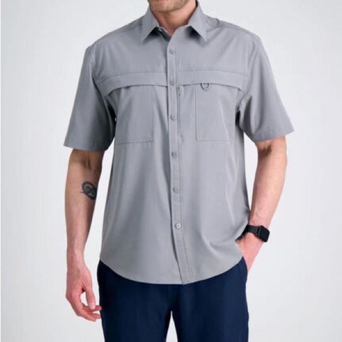 Haggar Haggar Mens Active Series Back Mesh Vent Shirt Gray size XXL ...