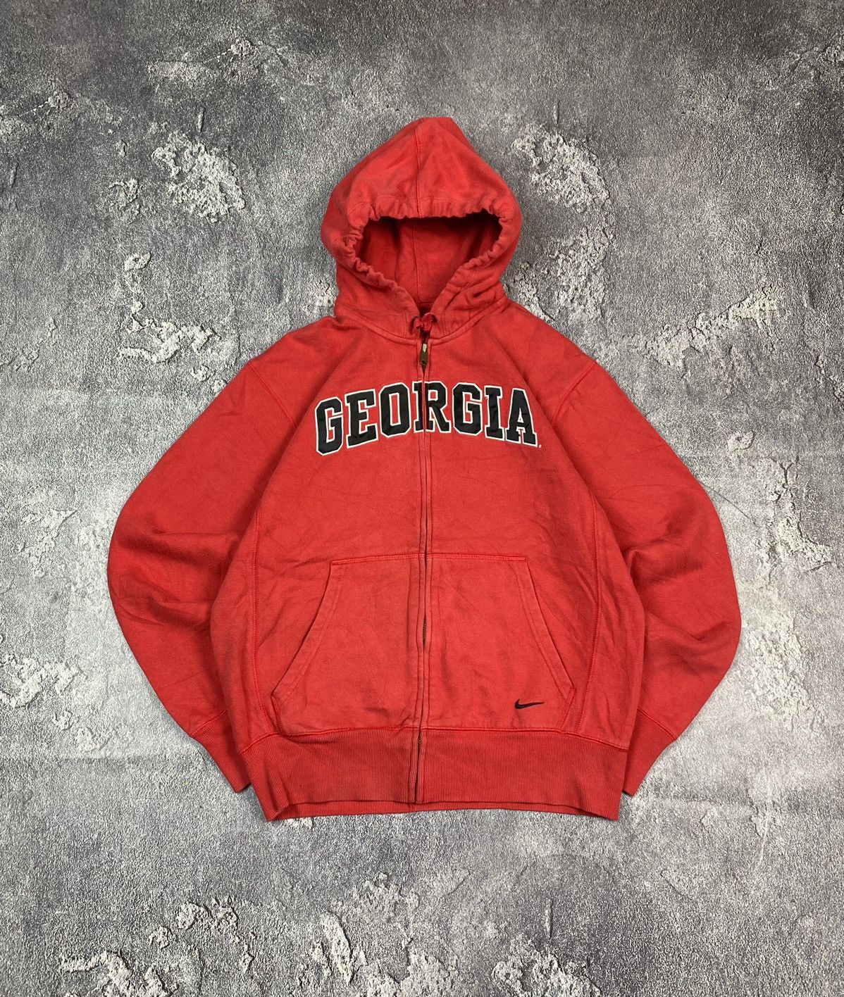Nike × Vintage VTG 00s Nike Georgia Spell Out Zip Up Red Hoodie Y2K ...