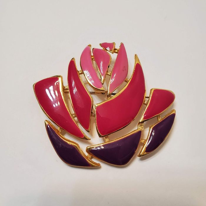 Lui de Lancetti Lancetti Enamelled Brooch, Rose, Vintage 1980s Italy ...