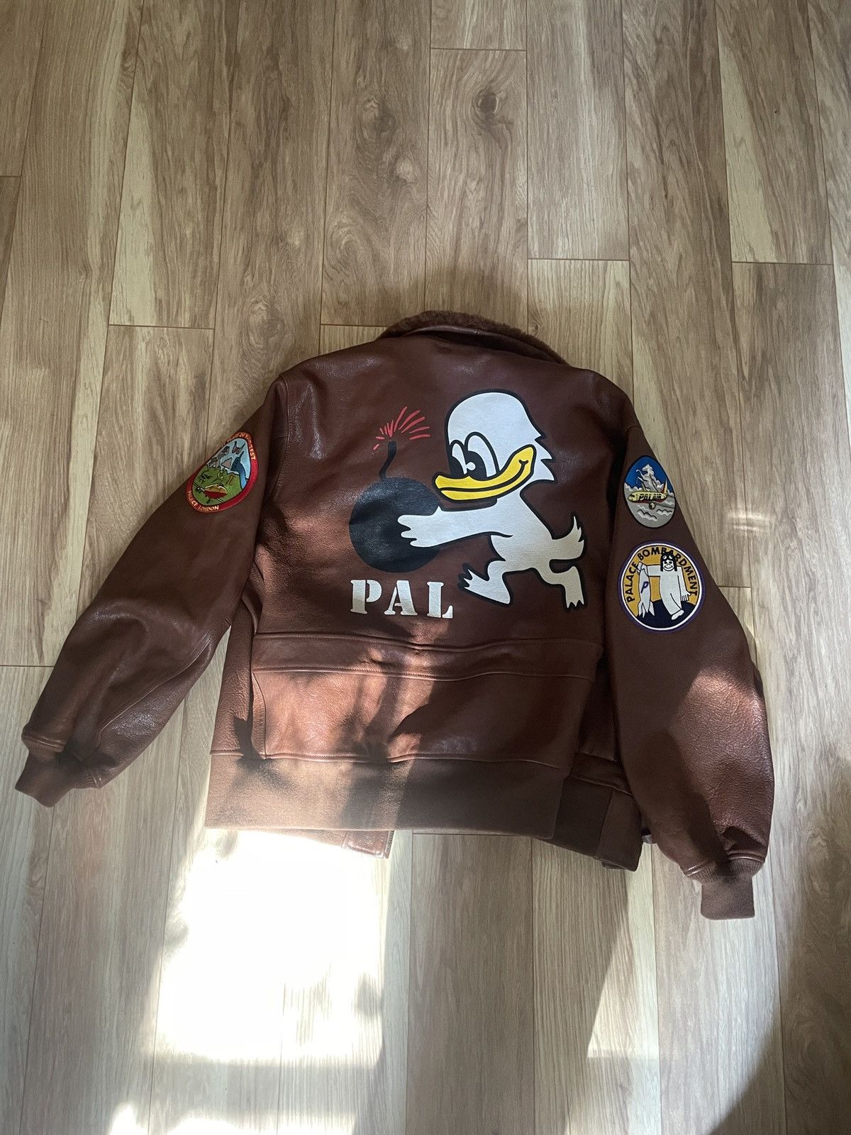Palace Leather Palace Duck Flight Jacket | Grailed