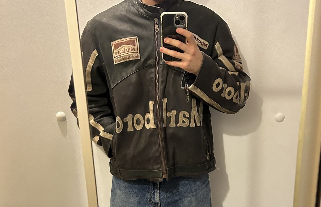 Vintage Marlboro Brown Leather Jacket 90s | Grailed