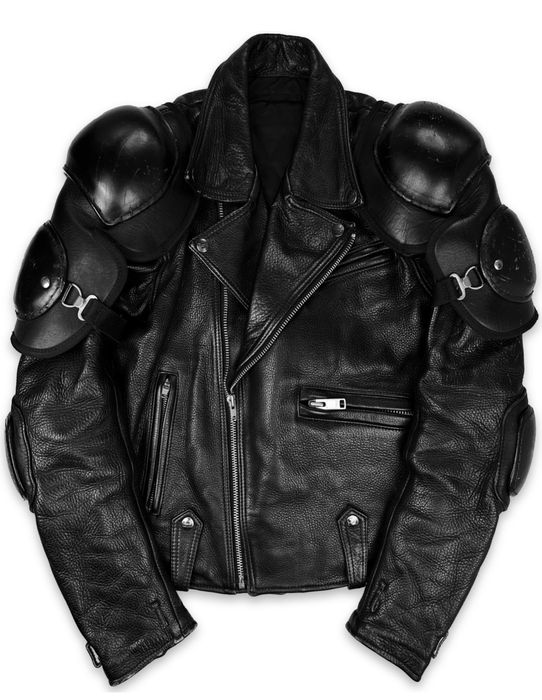 Kadoya 00s Kadoya ‘Battle Suit’ Armoured Black Leather Biker Jacket ...