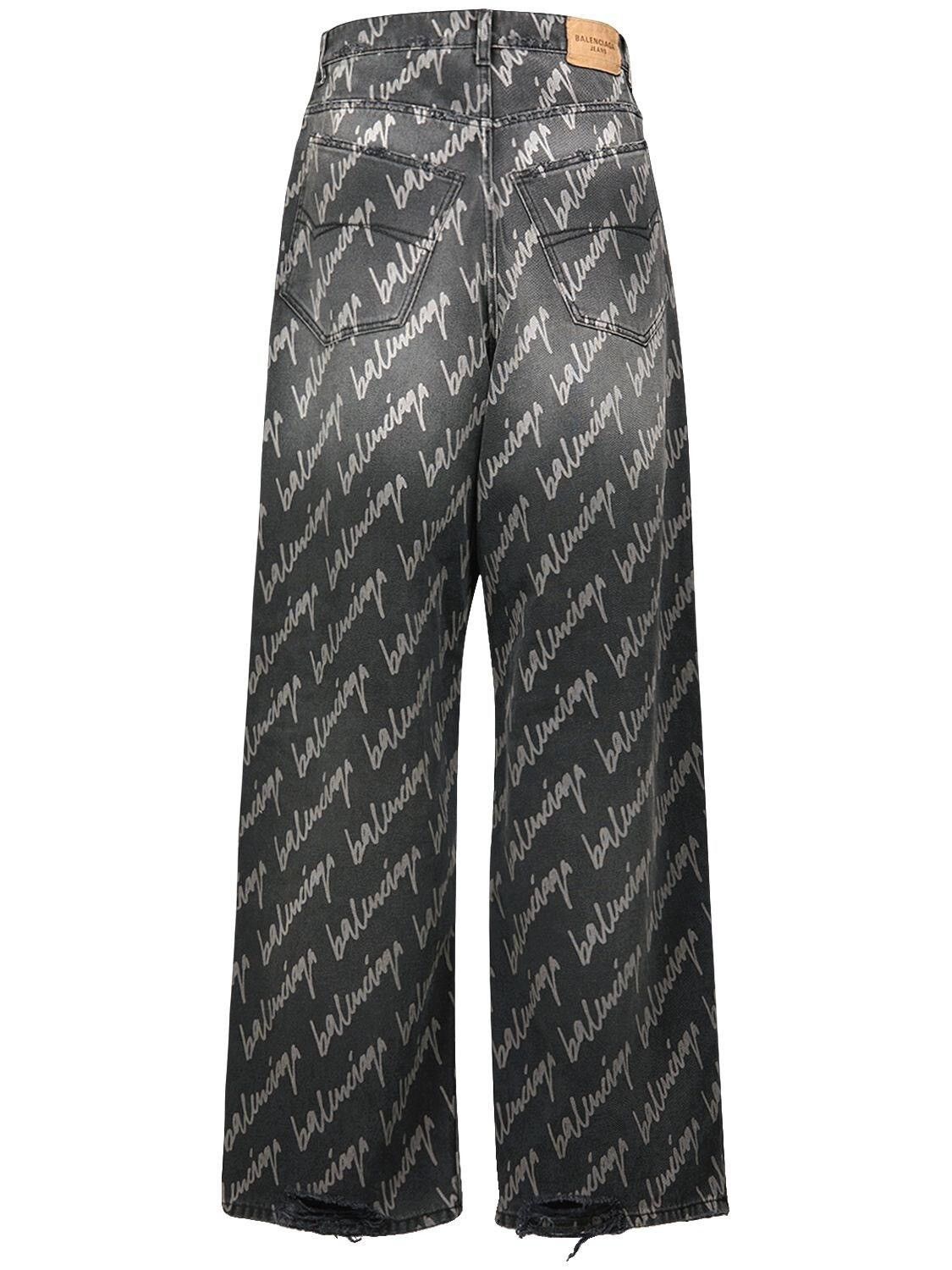 Balenciaga Balenciaga Wide Script Baggy Denim All Over Logo Jeans | Grailed