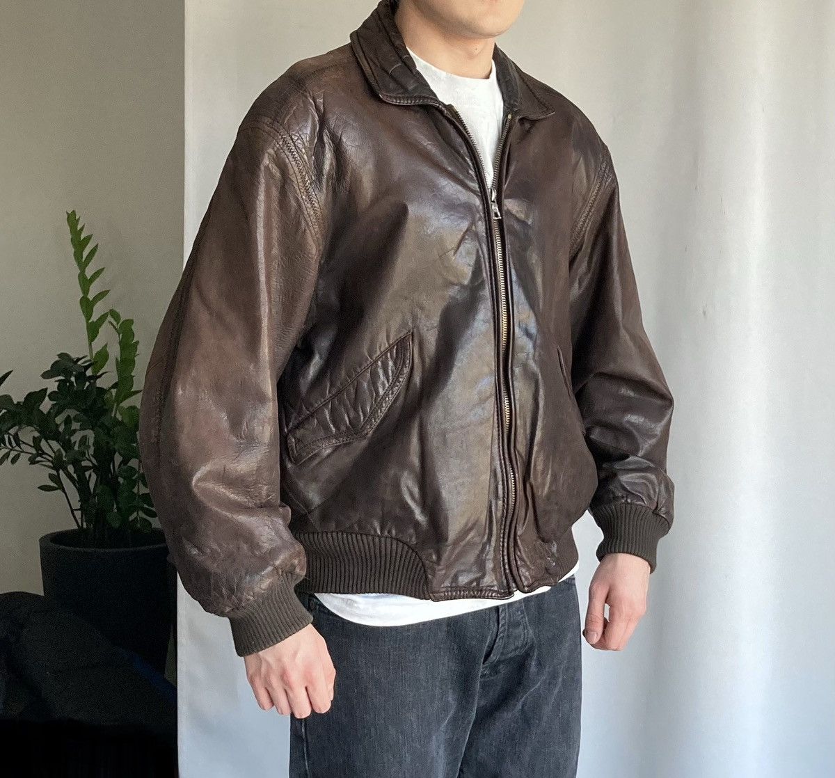 Vintage Vintage Hugo Boss Leather Jacket Bomber Boxy Cropped 90s 80s ...