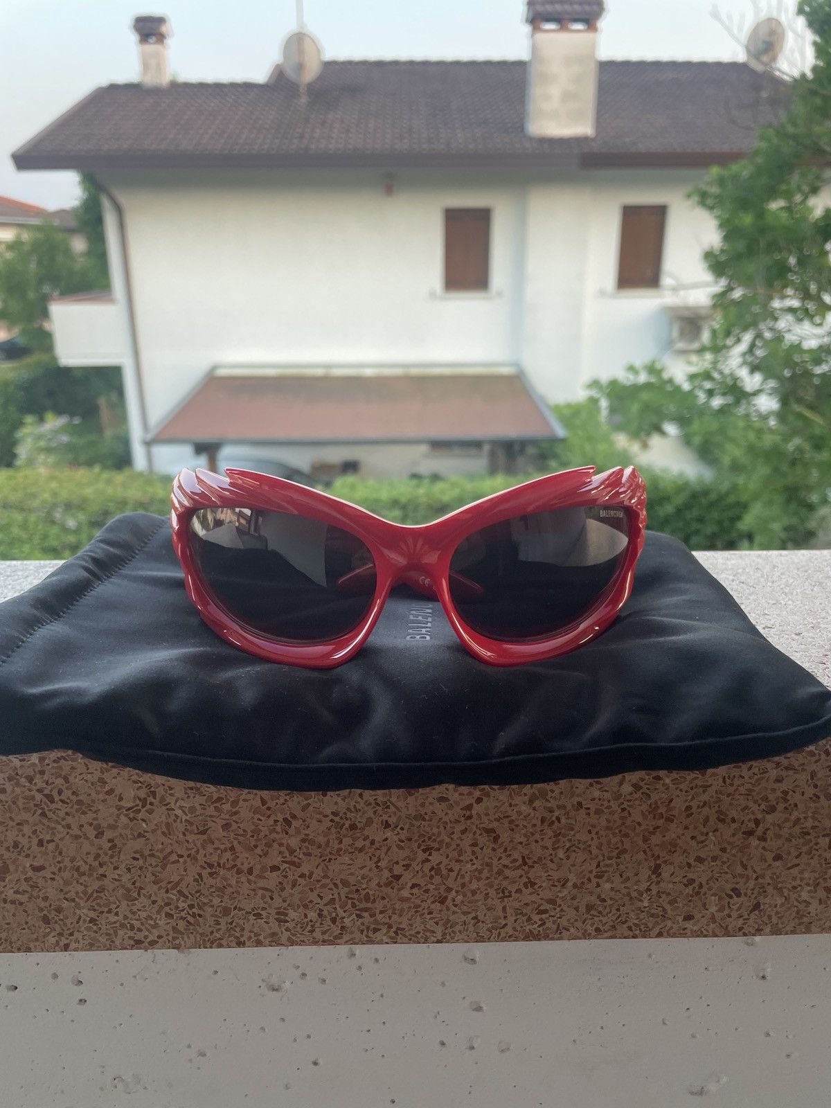 Balenciaga Balenciaga spike sunglasses red | Grailed