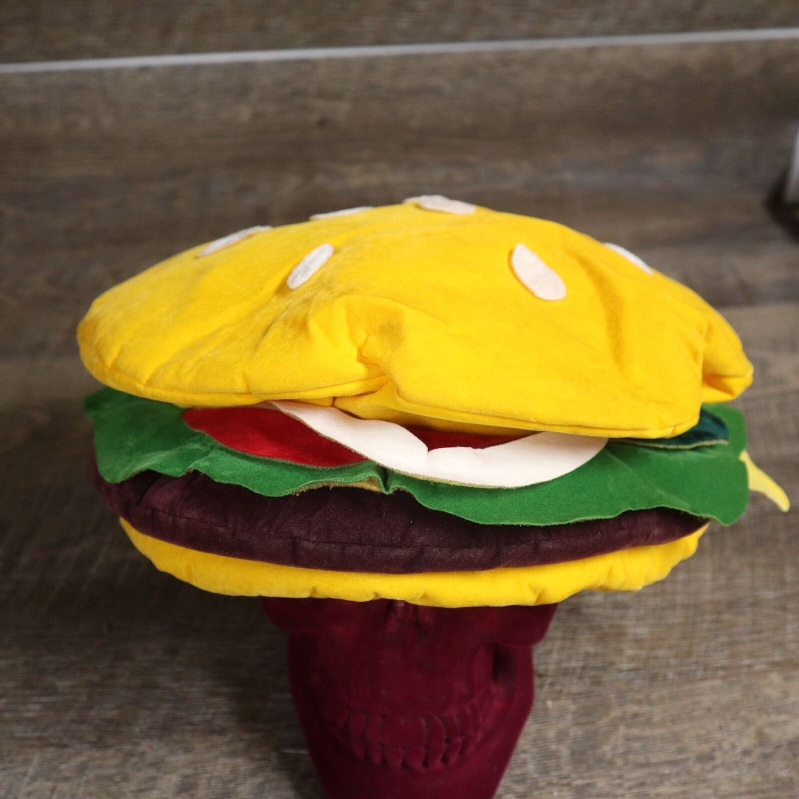 Vintage Hamburger Hat Costume Burger Cap Funny BBQ Food Prop Cheese ...