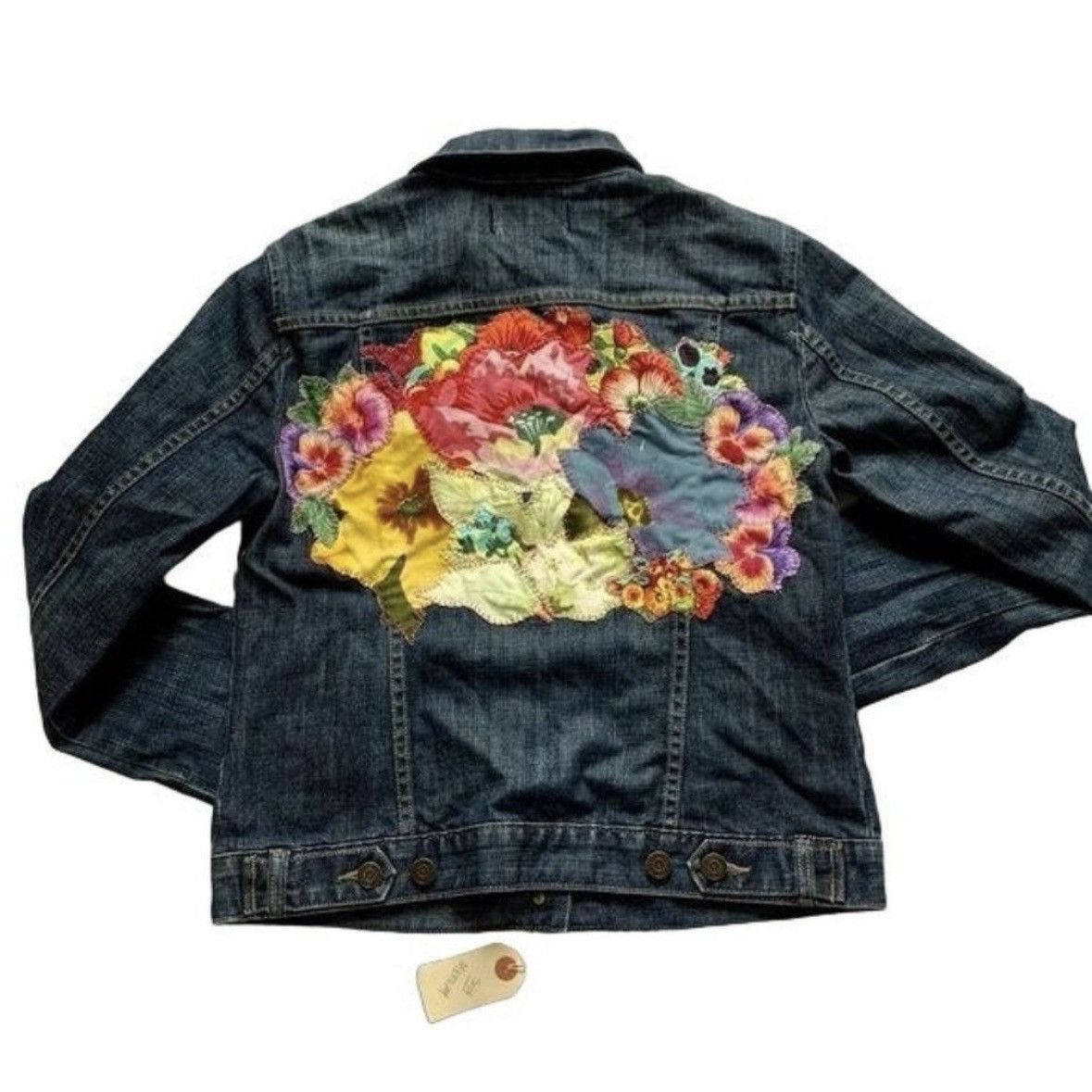 Custom Custom Denim Jacket Floral Applique Small Handmade Art to We ...