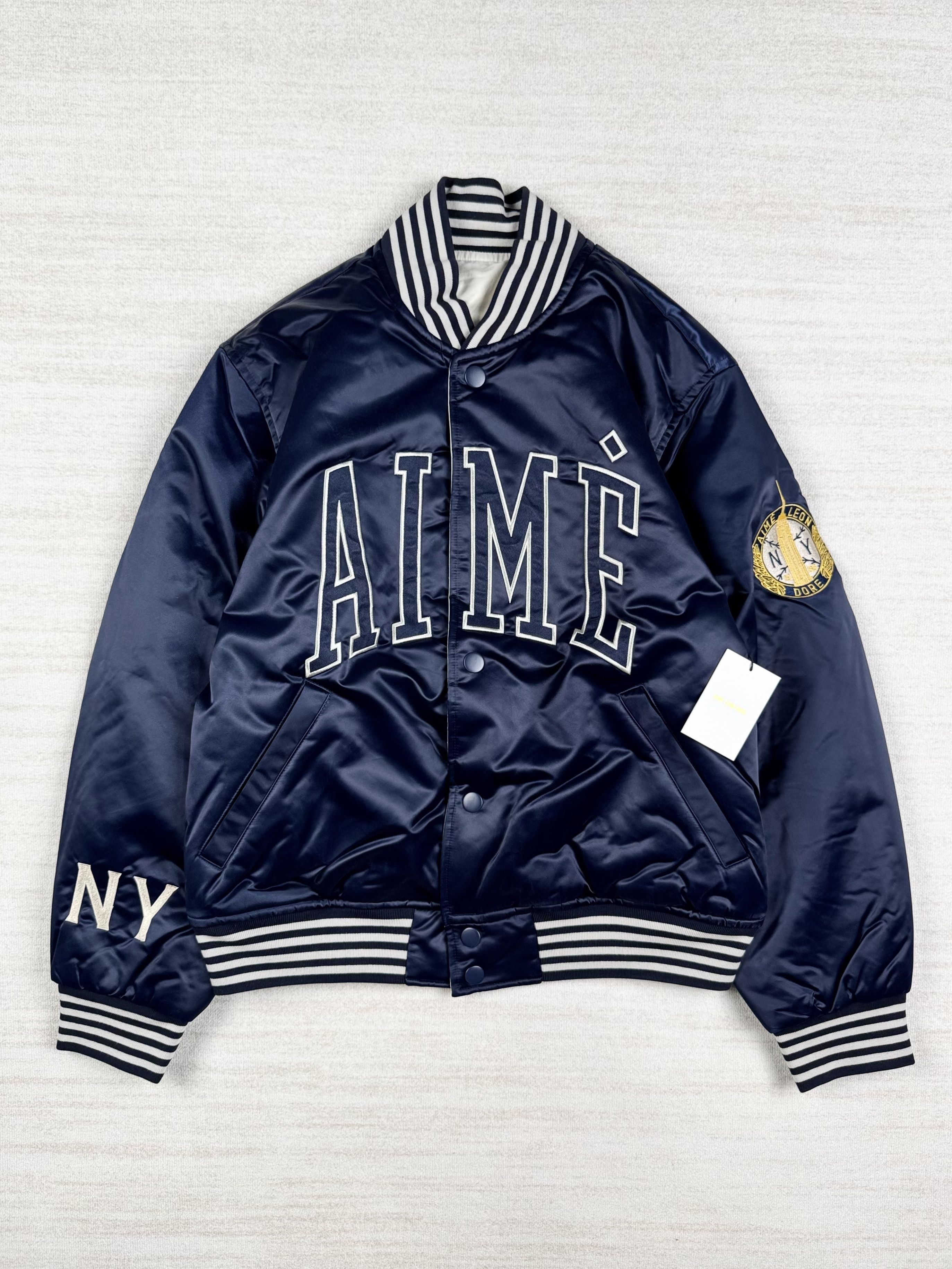 Aime Leon Dore UNWORN* ALD Reversible Satin Varsity Jacket navy/cream ...