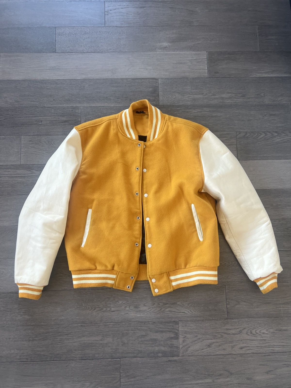 Streetwear × Varsity Jacket × Vintage Cream and Yellow Varsity Jacket ...