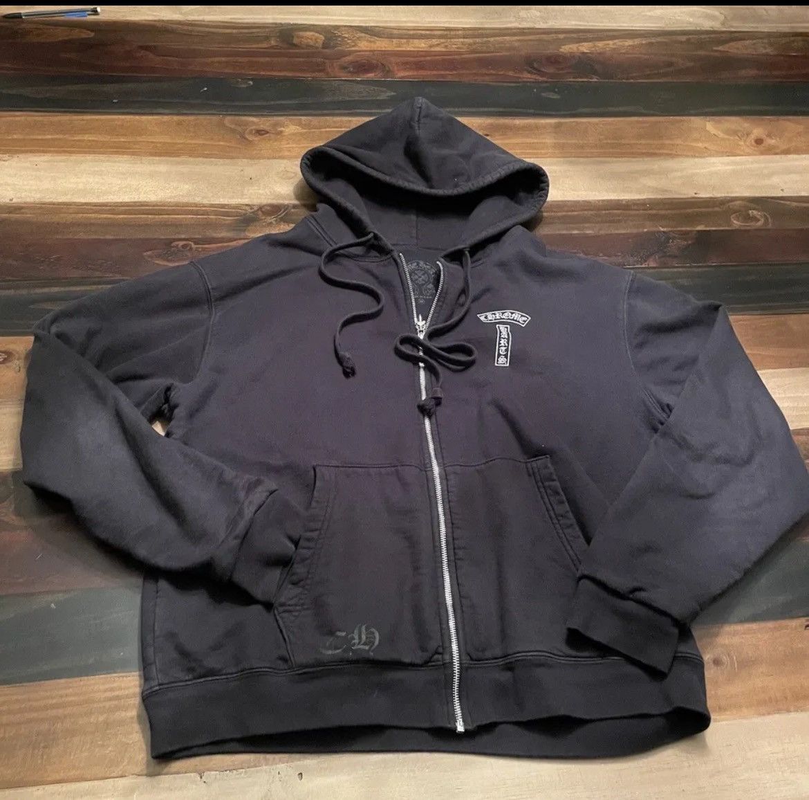 Chrome Hearts Authentic Chrome Hearts T-Bar Zip Up Hoodie Black -Medium ...