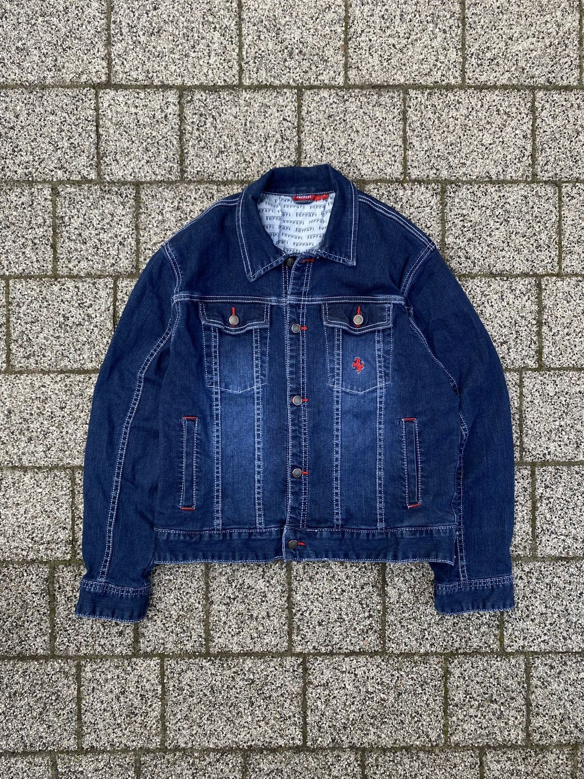 Ferrari × Vintage Vintage Ferrari jeans racing jacket F1 denim ...