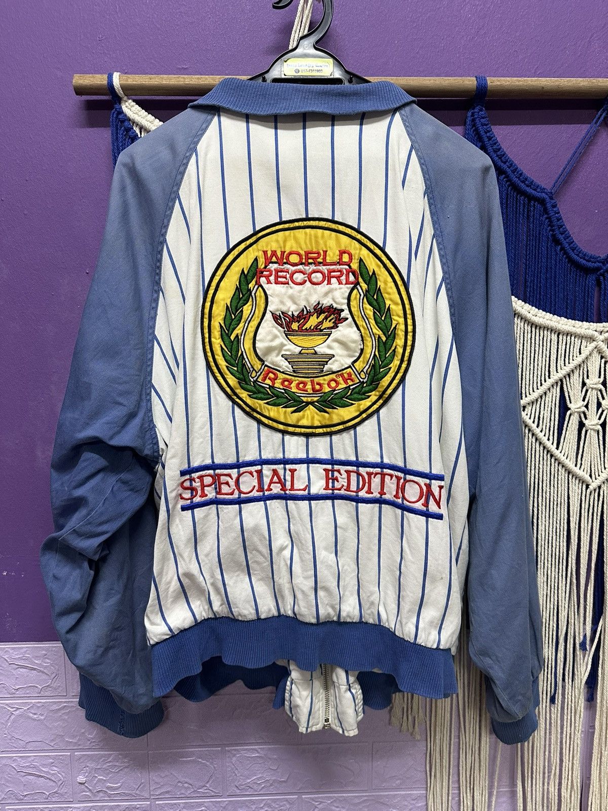 Reebok × Varsity Jacket × Vintage RARE REEBOK WORLD RECORD SPECIAL ...