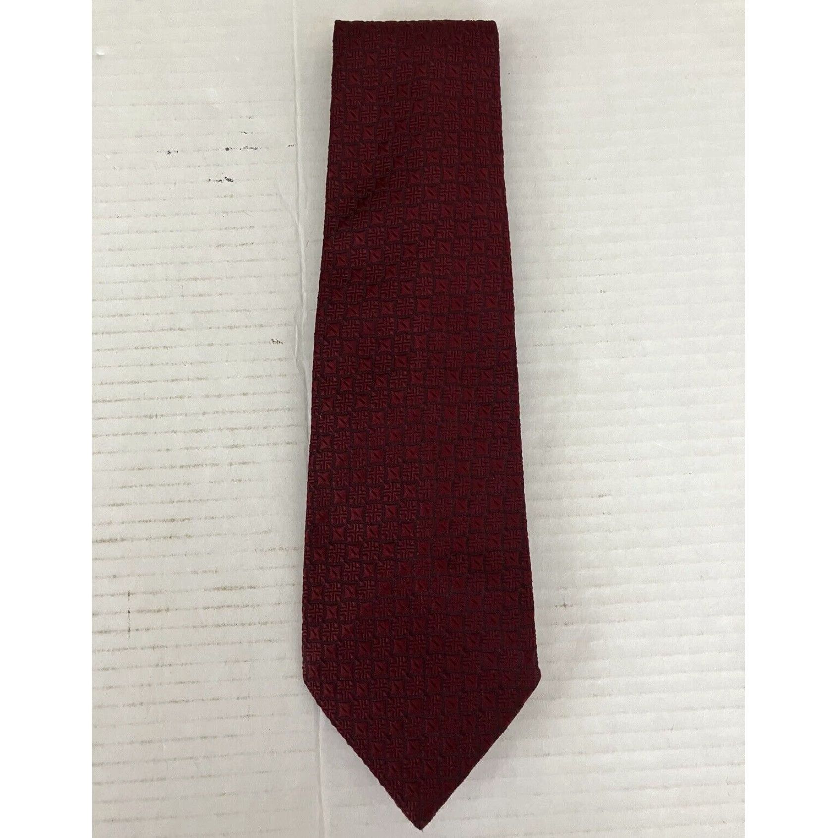 Vintage Elegant Copley Classic Red Maroon Square Pattern Wide Necktie ...