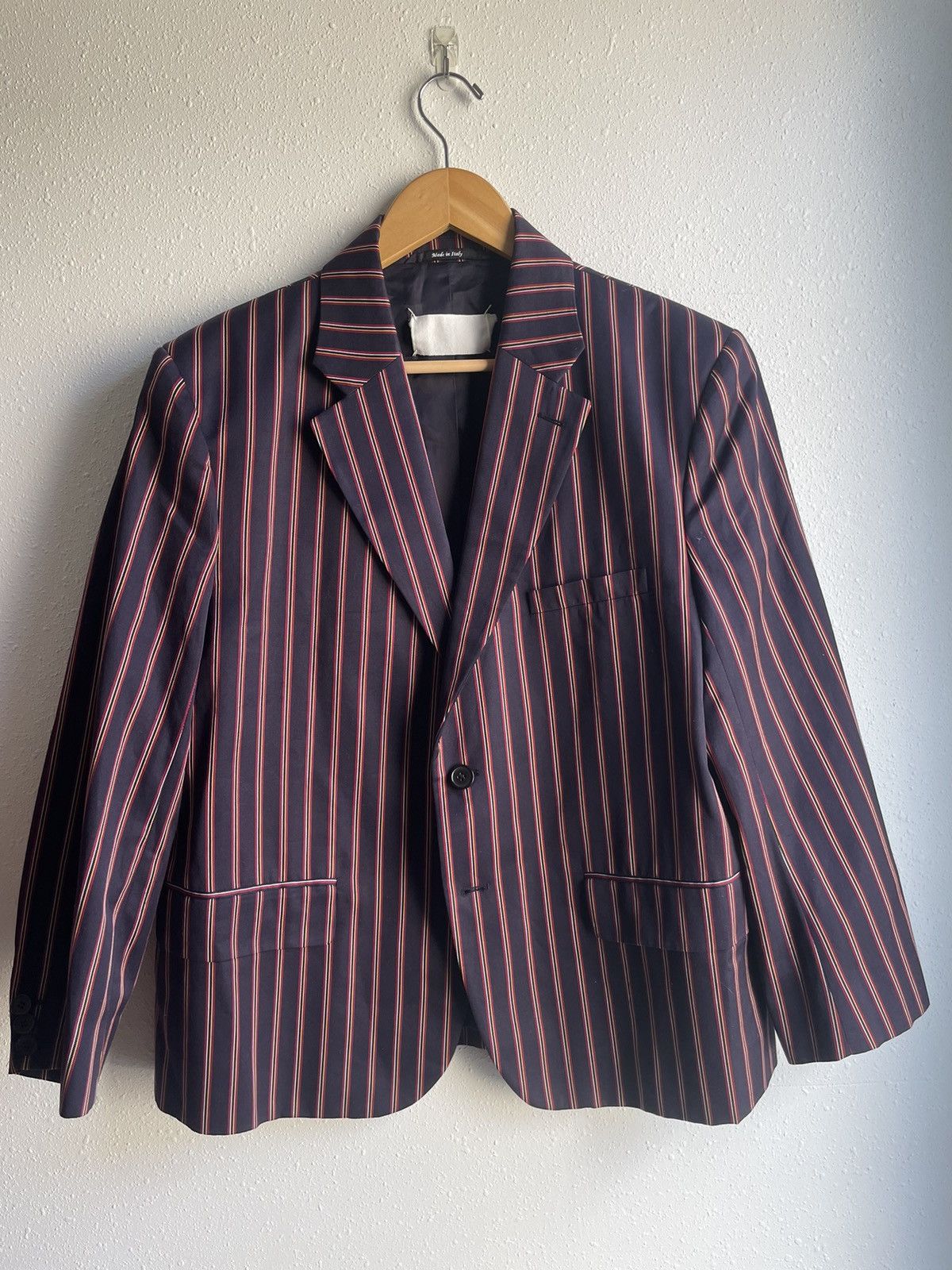 Maison Margiela Maison Margiela Blank/White Label Blazer with Striping ...