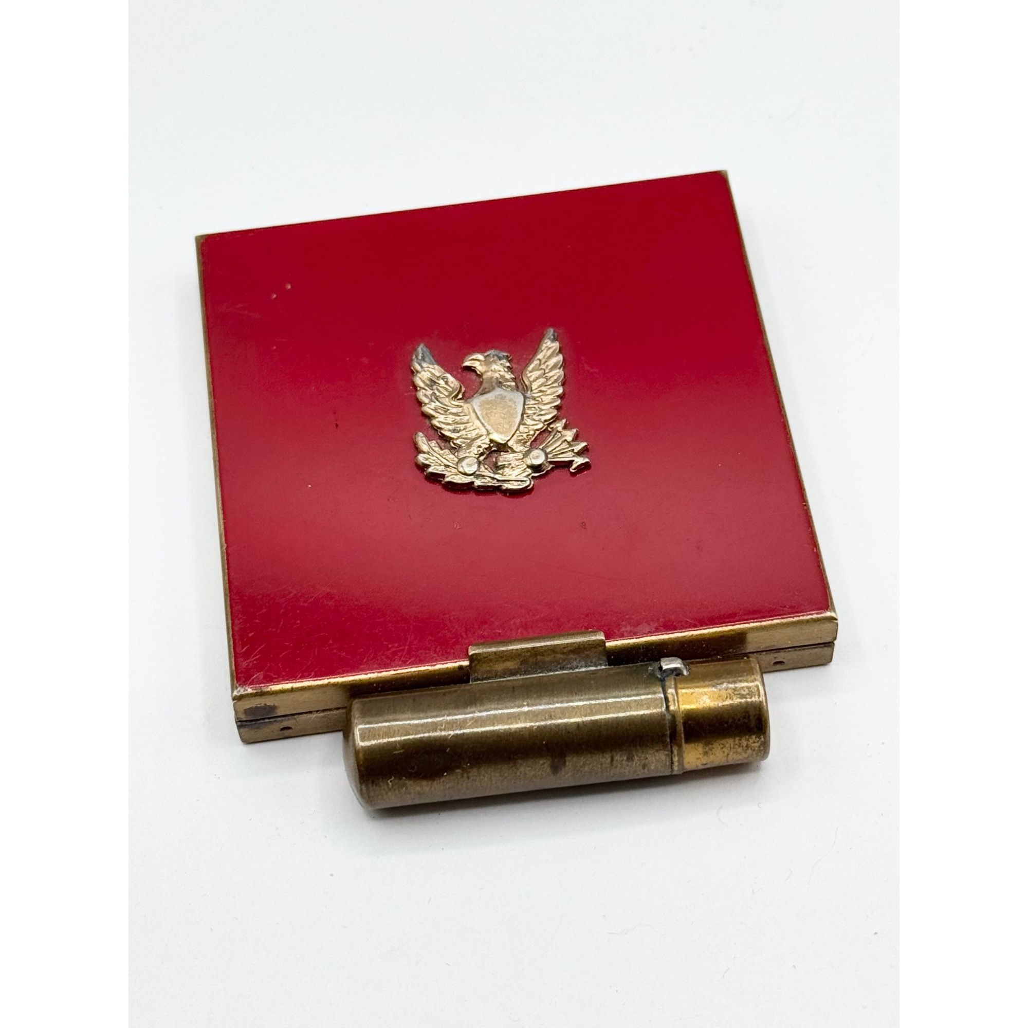 Vintage Vintage red enamel American Eagle powder compact with lipsti ...