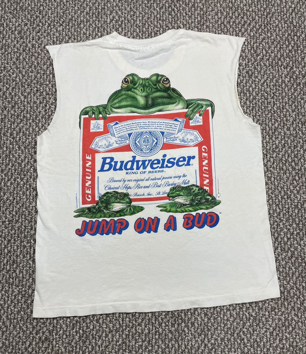 Budweiser × Vintage Vintage 1995 Budweiser Jump On A Bud Frog Art Promo ...