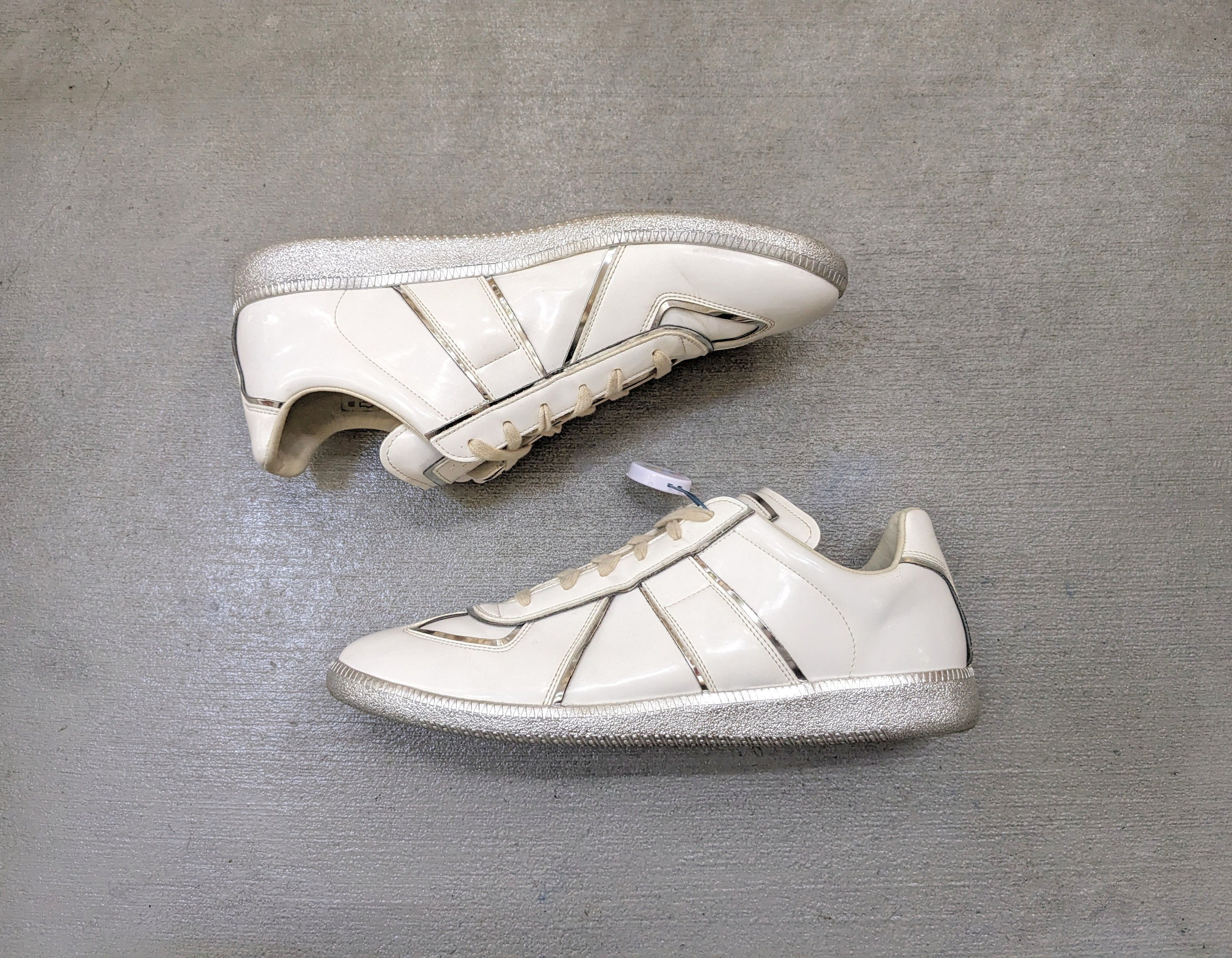 Maison Margiela Maison Margiela GAT Replica 13 46 White Silver Patent Lows | Grailed
