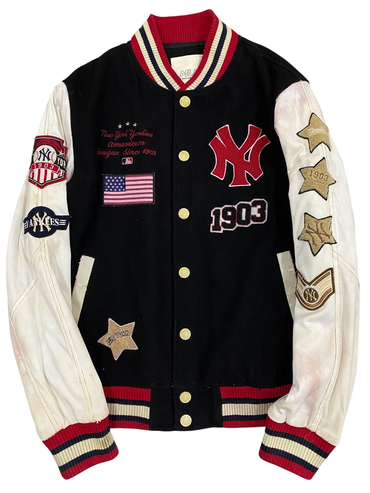 MLB × Vintage MLB New York Yankees Varsity Jacket - Embroidered Patches ...