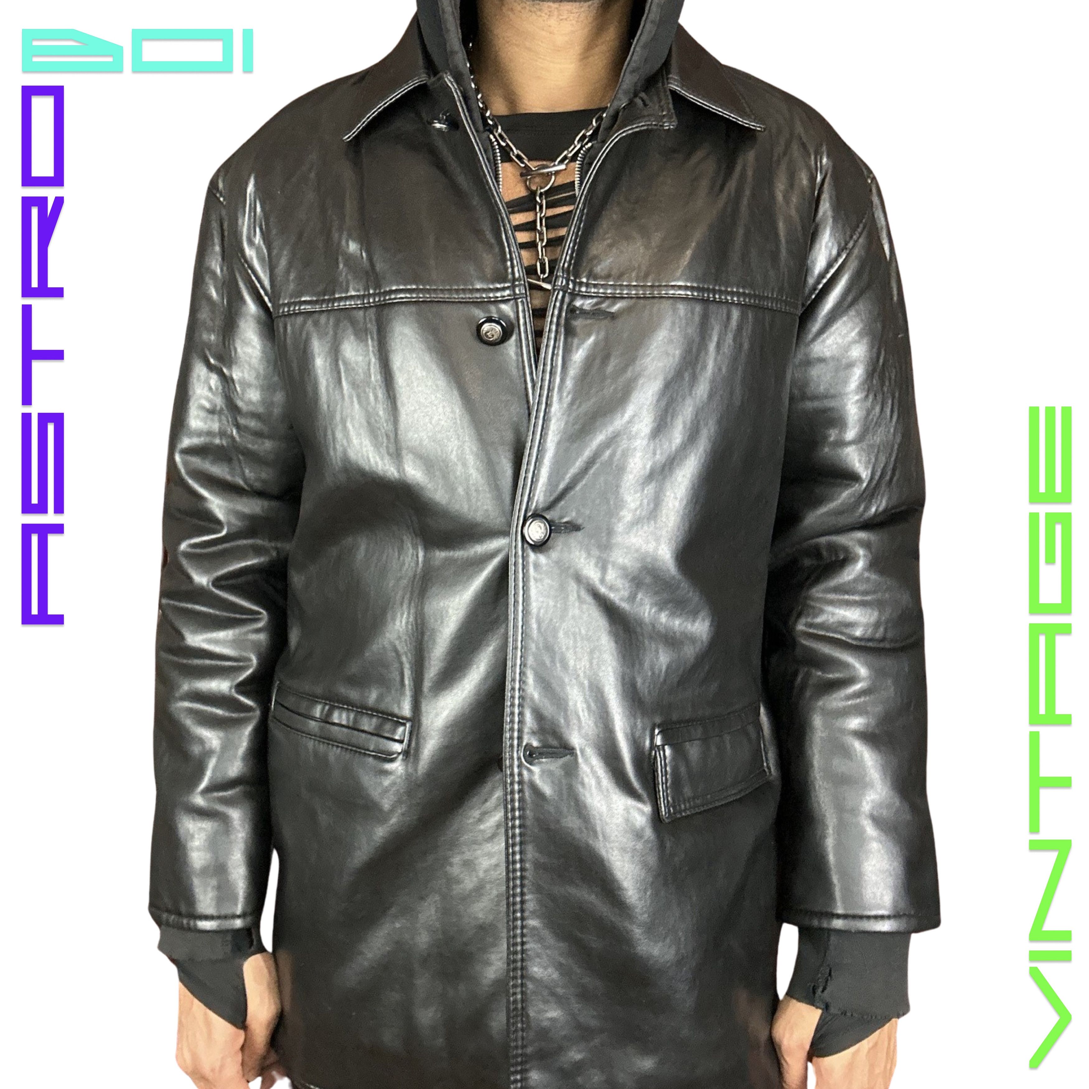 Leather Jacket × Rare × Vintage VINTAGE COLLECTION BLACK VEGAN LEATHER ...
