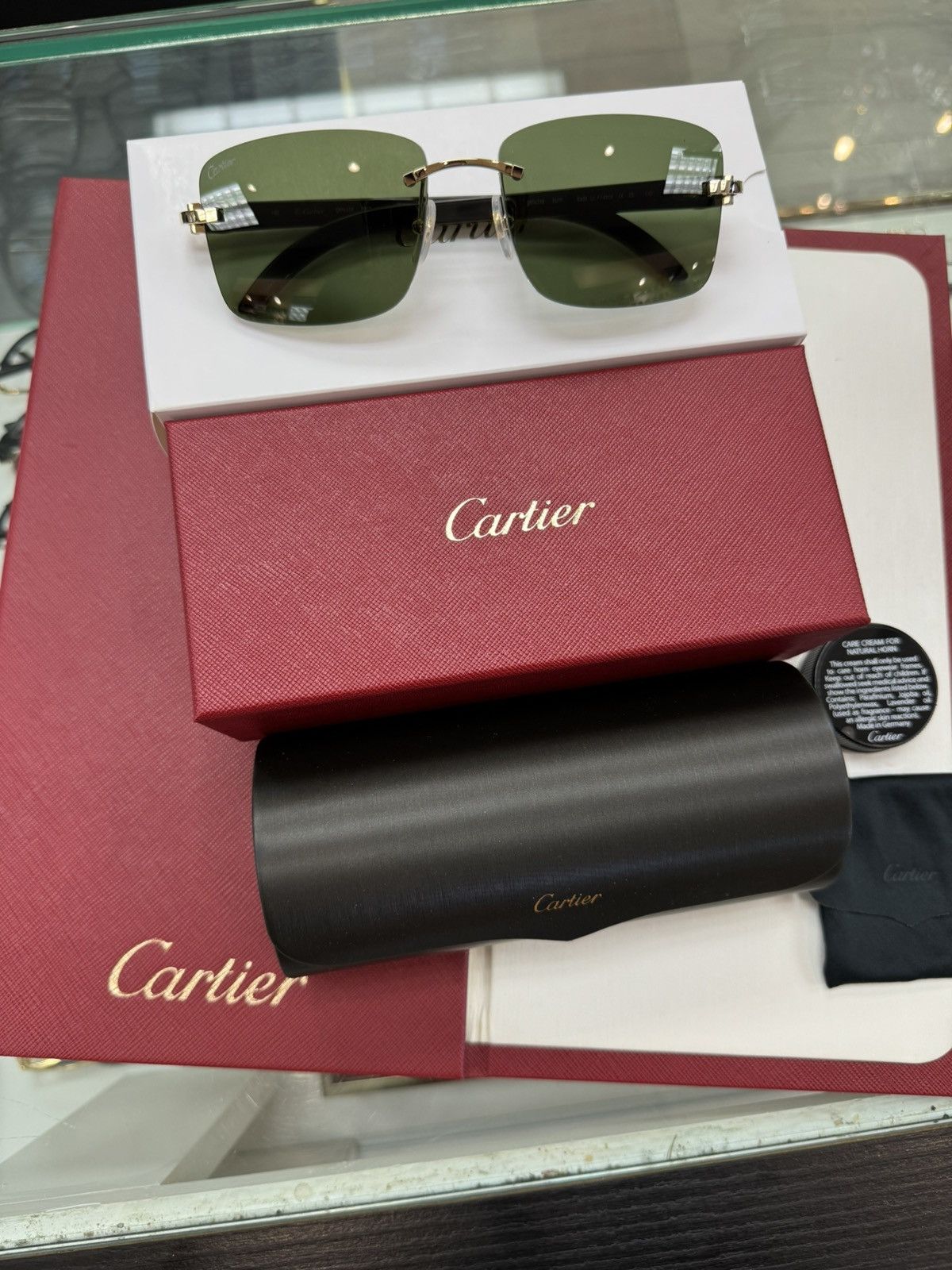 Cartier Cartier White Buffalo Horn Sunglasses Diamond Cut White Buff ...