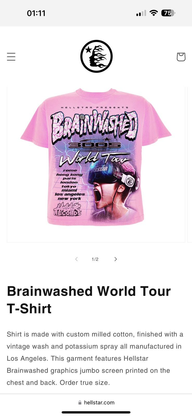 HELLSTAR Brainwashed World Tour Shirt | Grailed