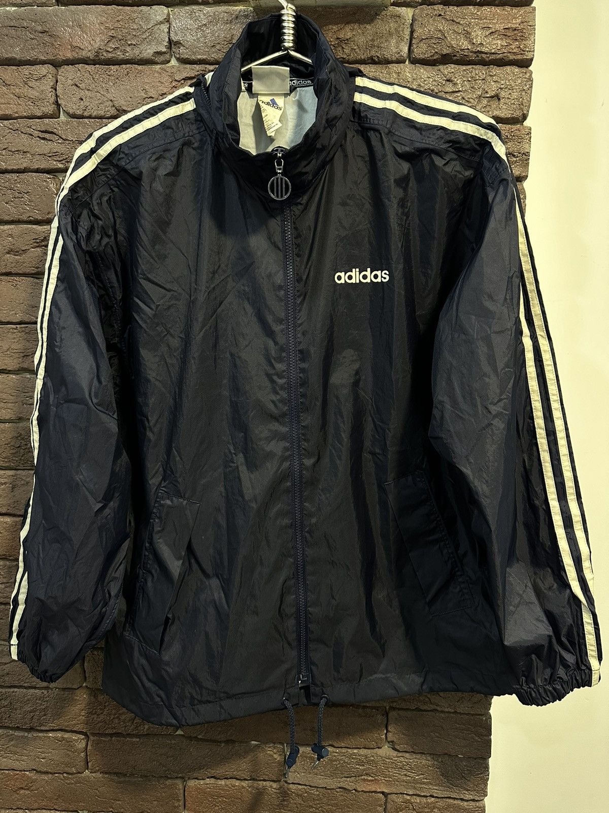 Adidas × Vintage Vintage Adidas nylon metal membrane jacket 90s zip ...