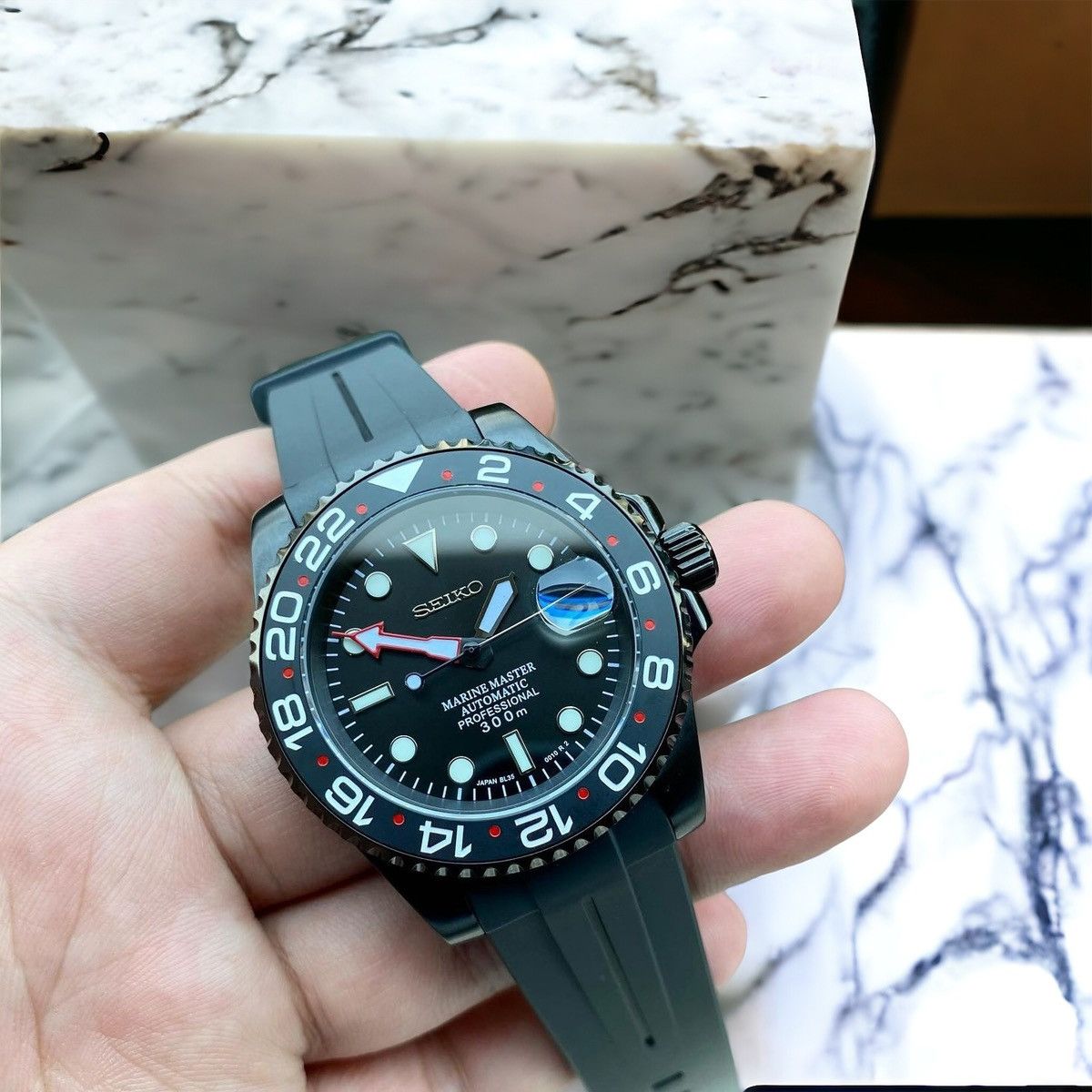 Japanese Brand × Seiko × Watch Seiko Mod GMT-Master 2 Black Automatic ...
