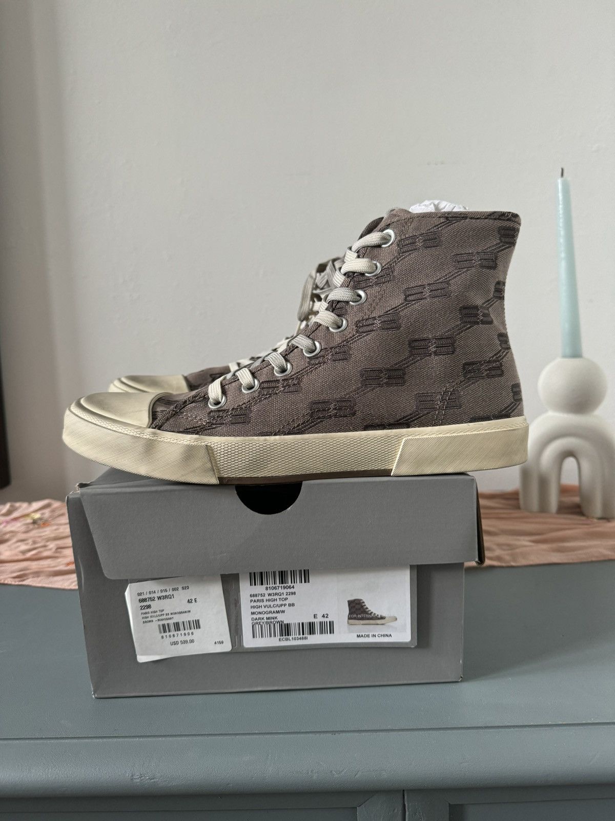 Balenciaga Balenciaga Paris high top shoes 42 monogram logo | Grailed