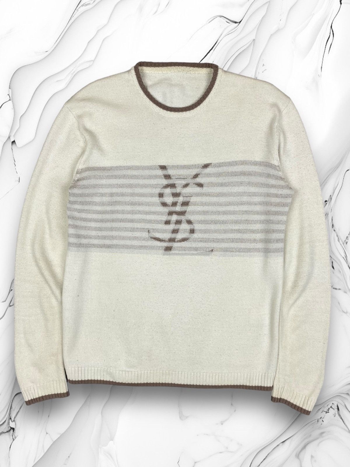 Vintage Vintage YSL Saint Laurent Big Logo Knitted Sweater | Grailed