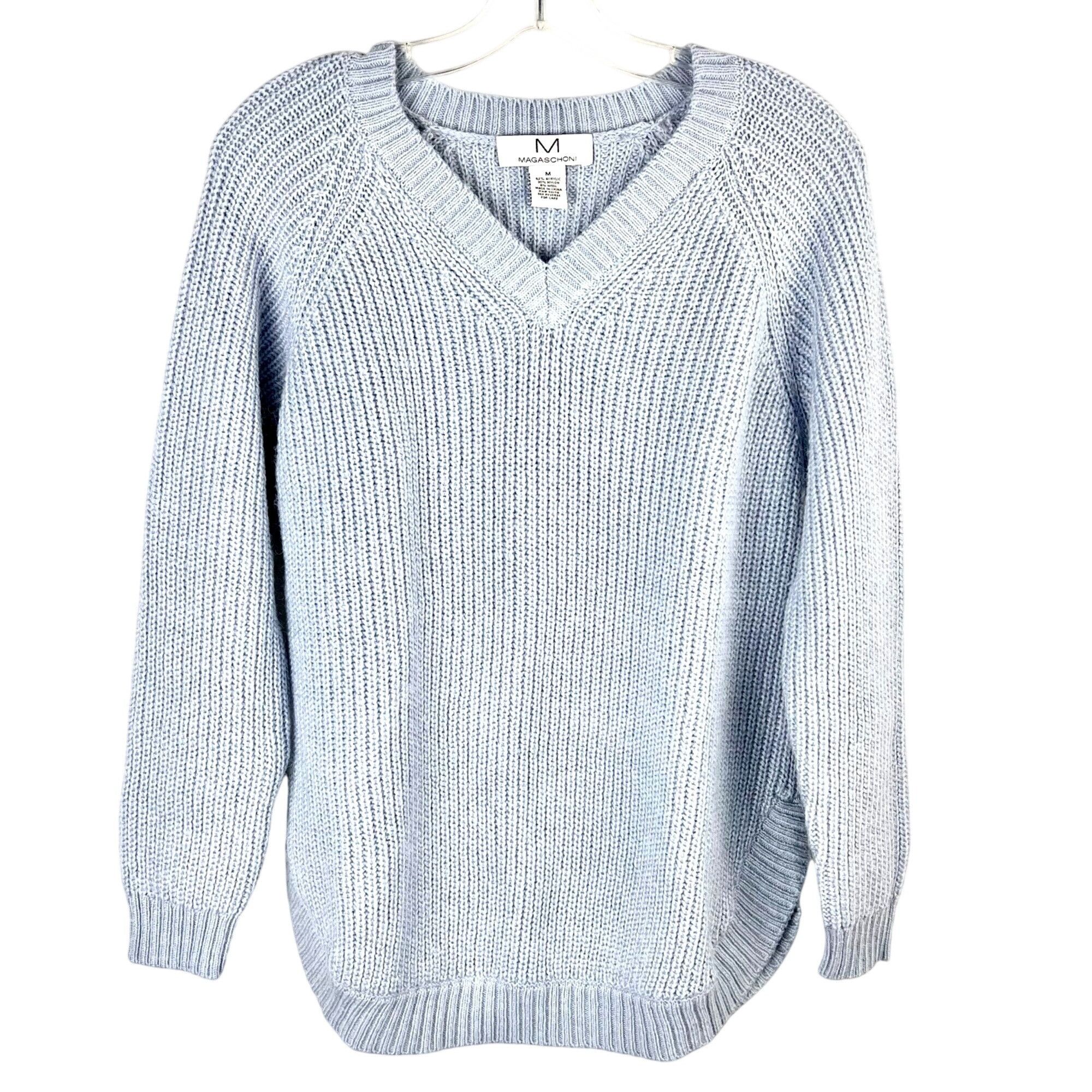 Magaschoni Magaschoni Light Blue V-Neck Knit Sweater Medium | Grailed
