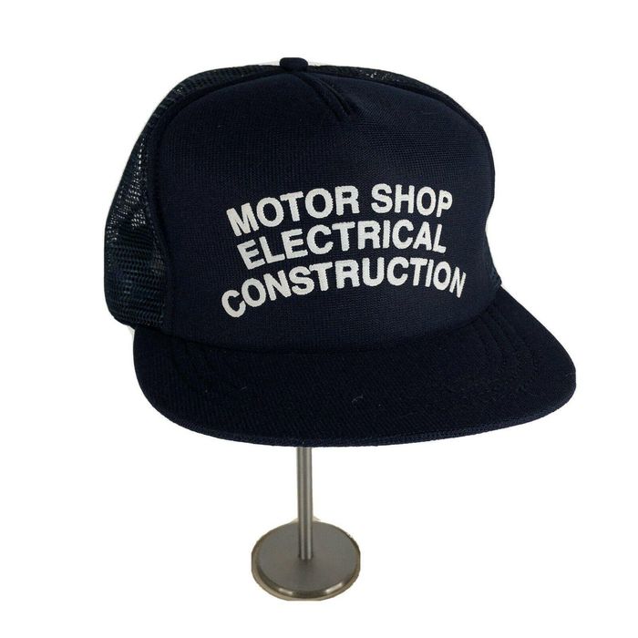 Vintage Motor Shop Electrical Construction Hat Snapback Adjustable M ...