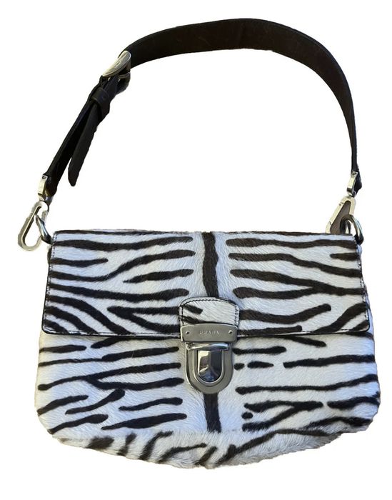 Prada Dyed Calf Fur & Leather Prada Shoulder Bag In Zebra Print. | Grailed