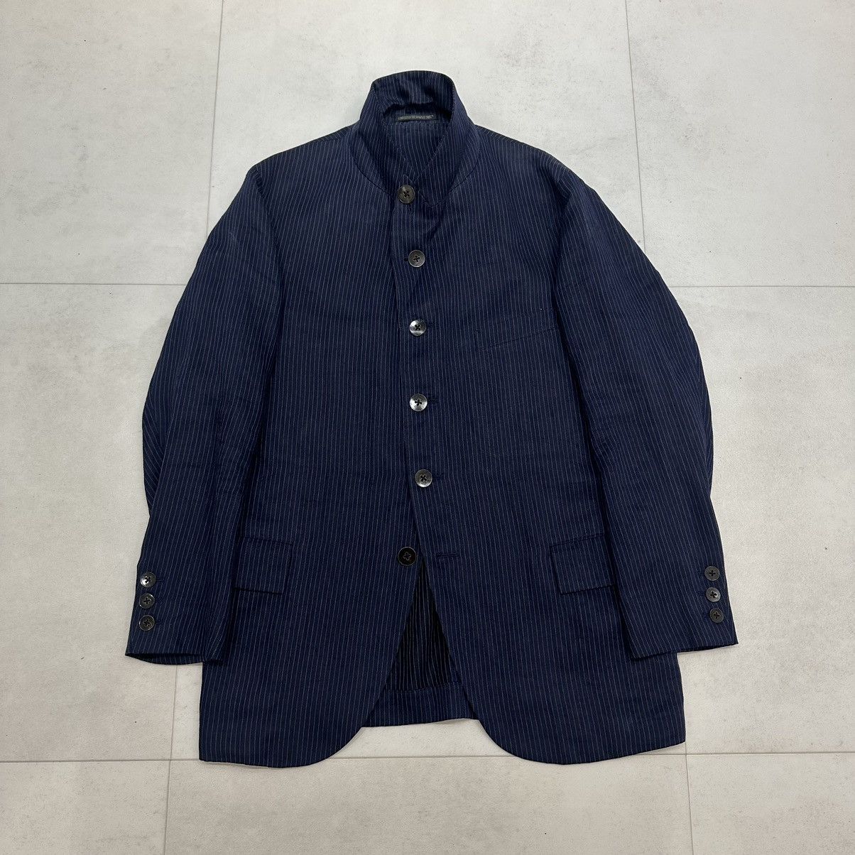 Yohji Yamamoto Yohji yamamoto 5B wooden buttons stand collar double ...