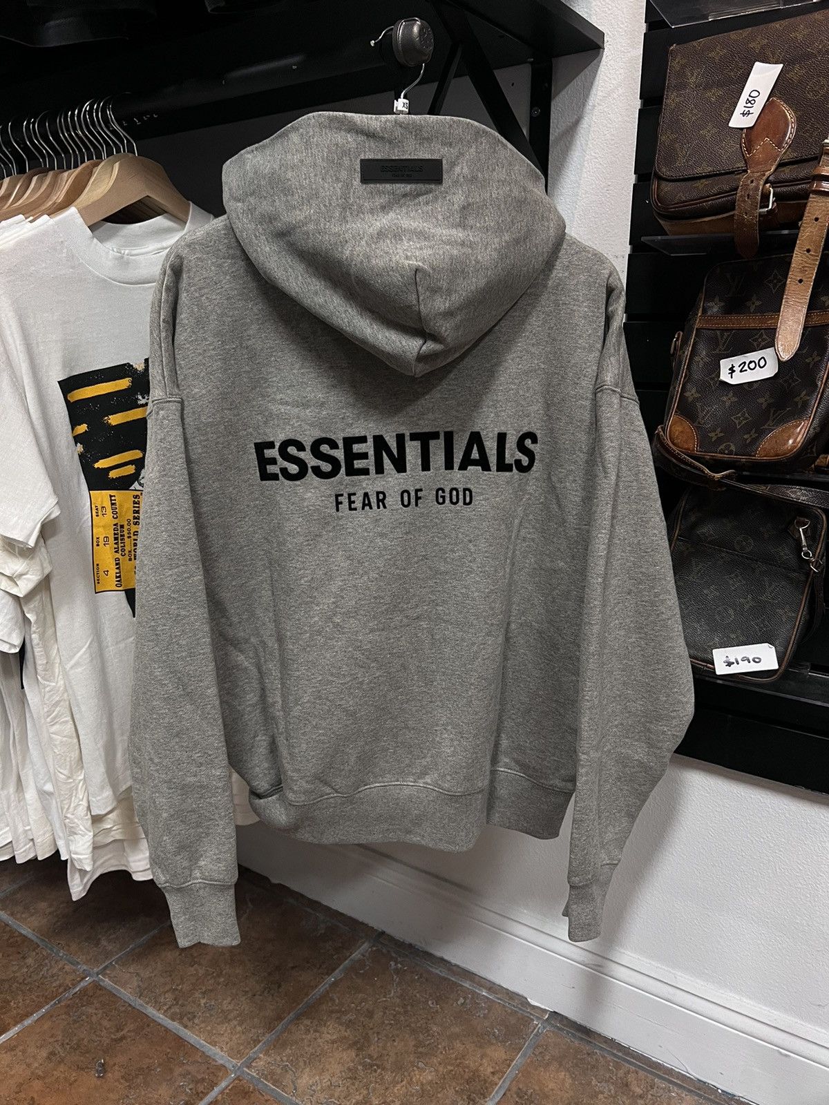 Essentials × Fear of God Essentials Fear Of God Dark Oatmeal Hoodie ...