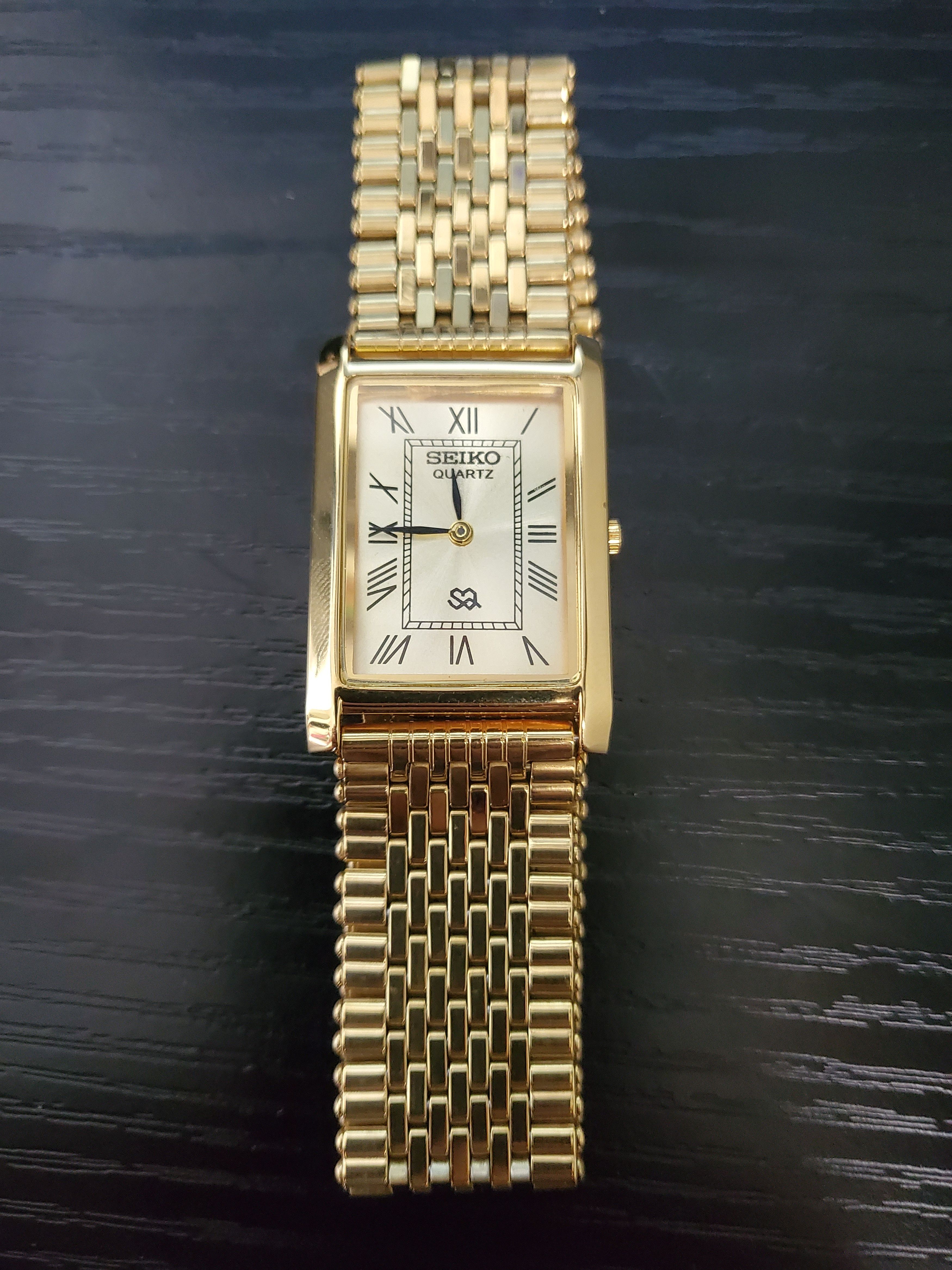 Seiko 🔥NEW Seiko Slim Large Tank Stainless Steel Men's Gold Watch | Grailed