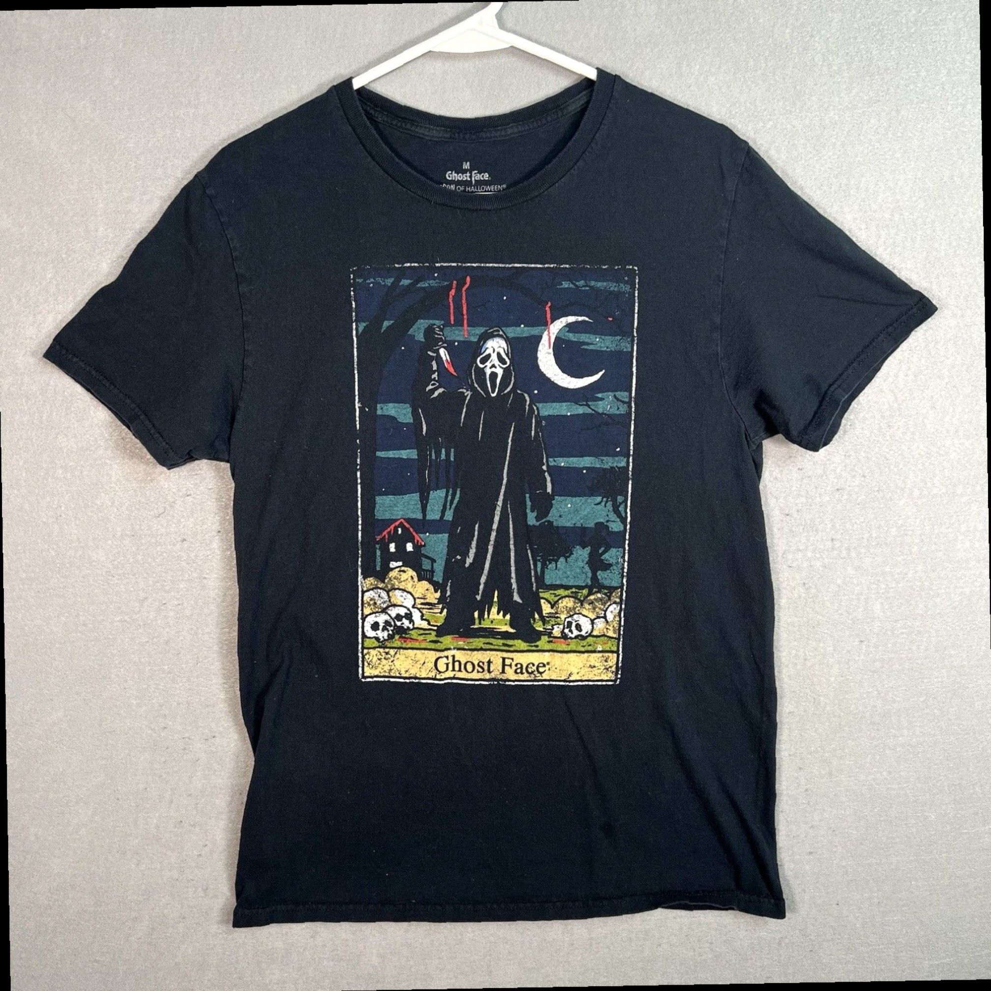 Vintage Spooky Ghost Face Image Horror Movie Death Graphic Tee Shirt ...