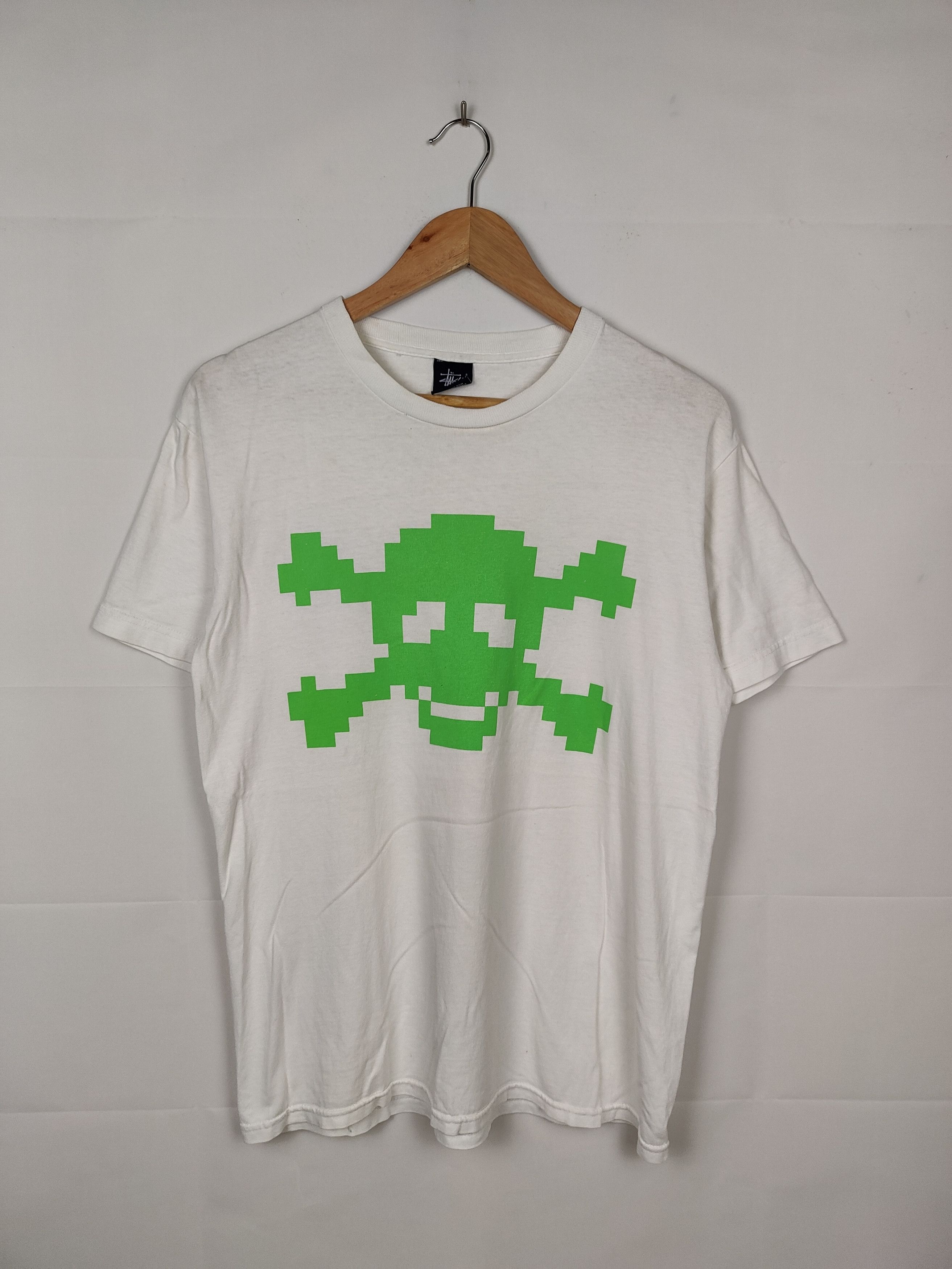 Vintage Vintage 90s Stussy Pixel Skull Design Shirt | Grailed