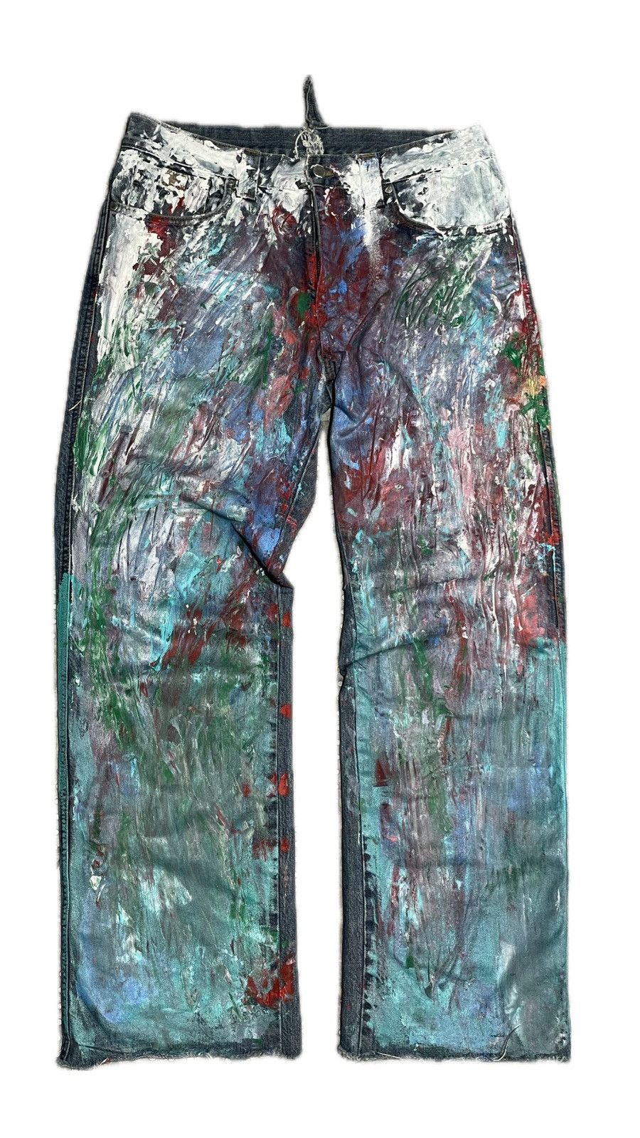 Acne Studios × Vintage Paint splatter rainbow denim | Grailed