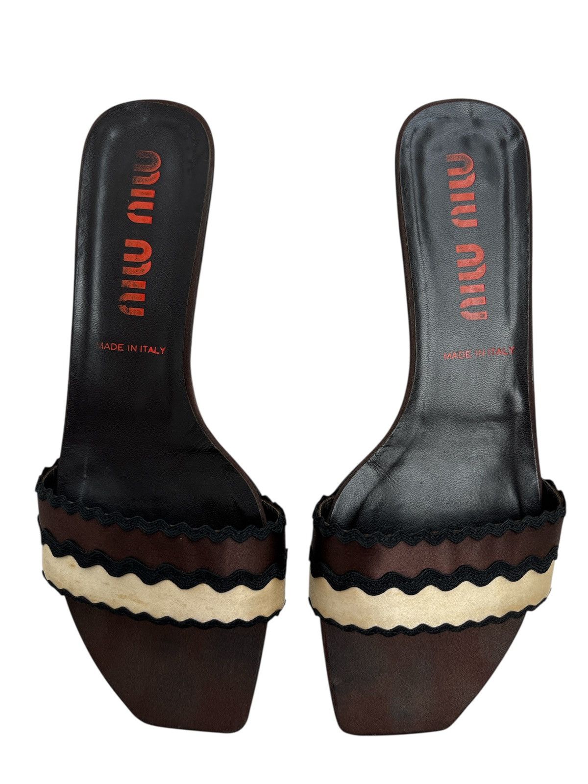 Miu Miu 1990s Satin Squiggle Slides | Grailed