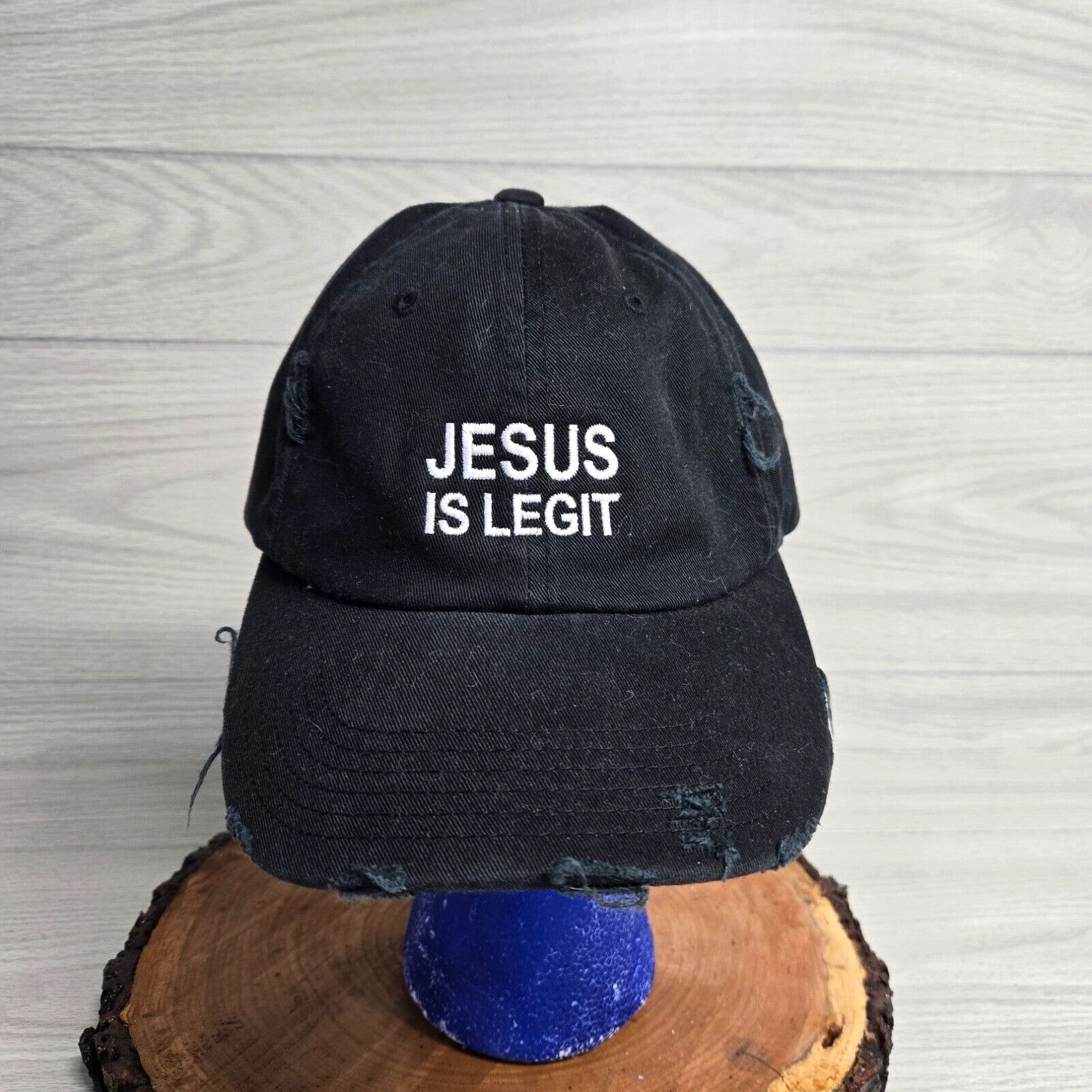Vintage "Jesus Is Legit" Black Distressed Adjustable Fit Baseball Hat ...