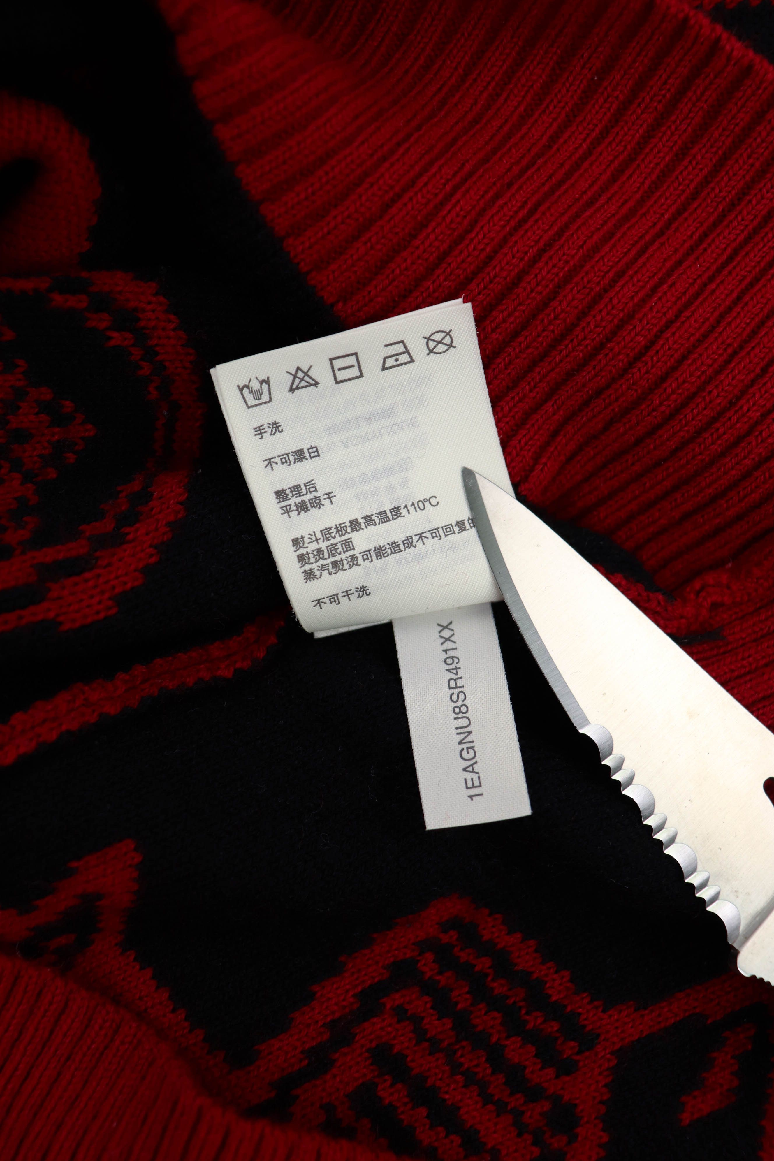 Evisu EvisuKuro Red/Black Graphics Wool Blend Crewneck Sweater | Grailed