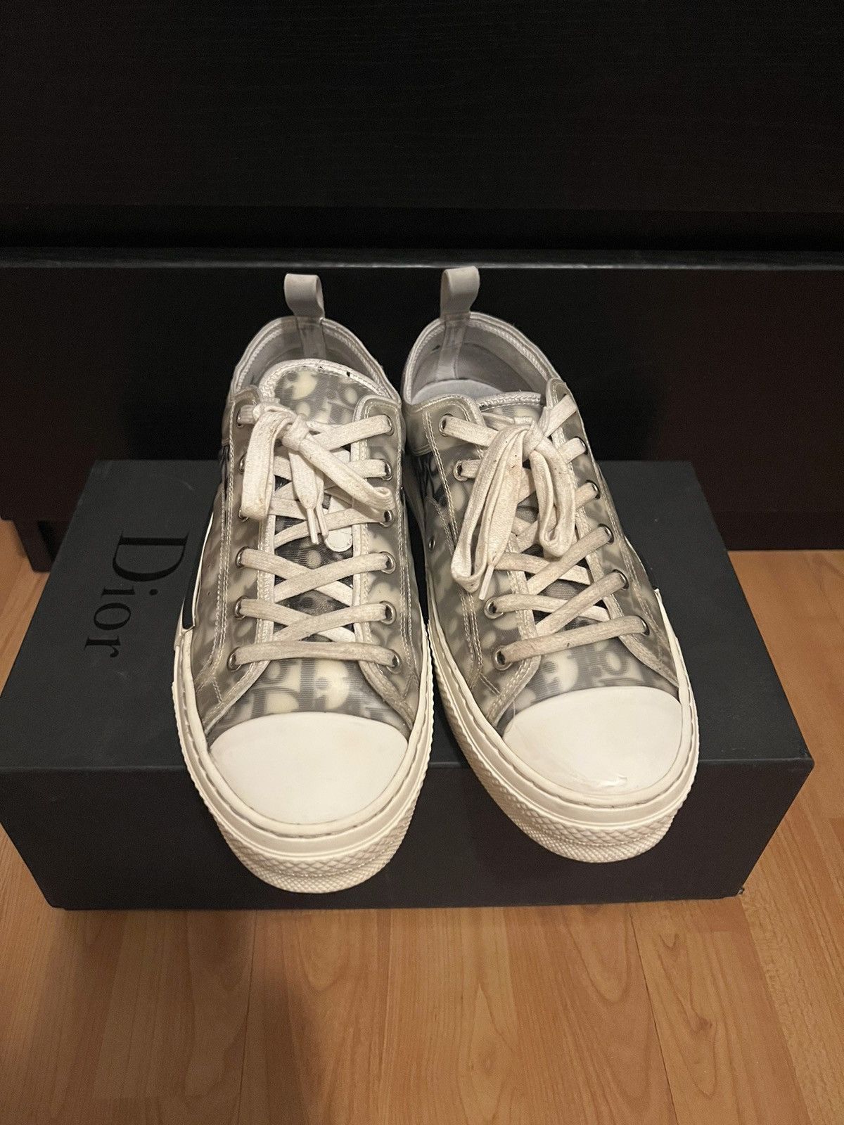 Dior Dior B23 LOW-TOP SNEAKER White & Black Dior Oblique Canvas | Grailed