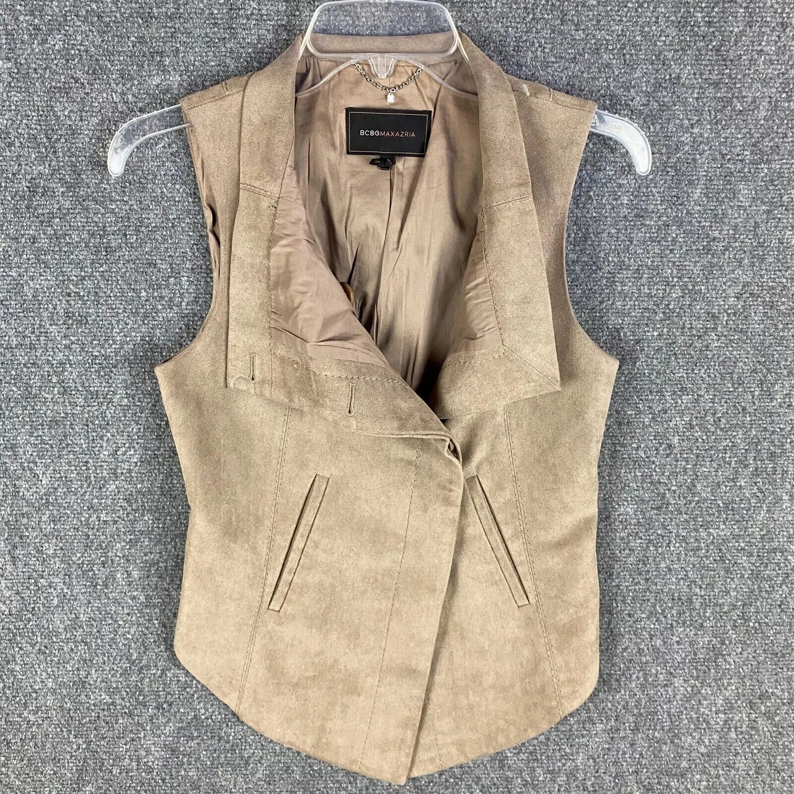 Bcbg Maxazria BCBG Maxazria Suede Vest Women's XS Blend Brown Extra ...
