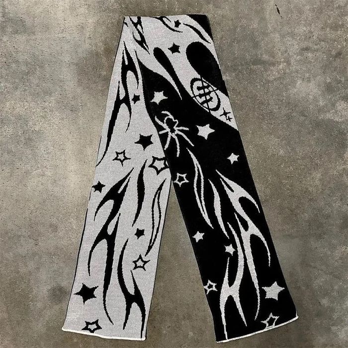 Japanese Brand Y2k Star Flame striped Scarf | Grailed