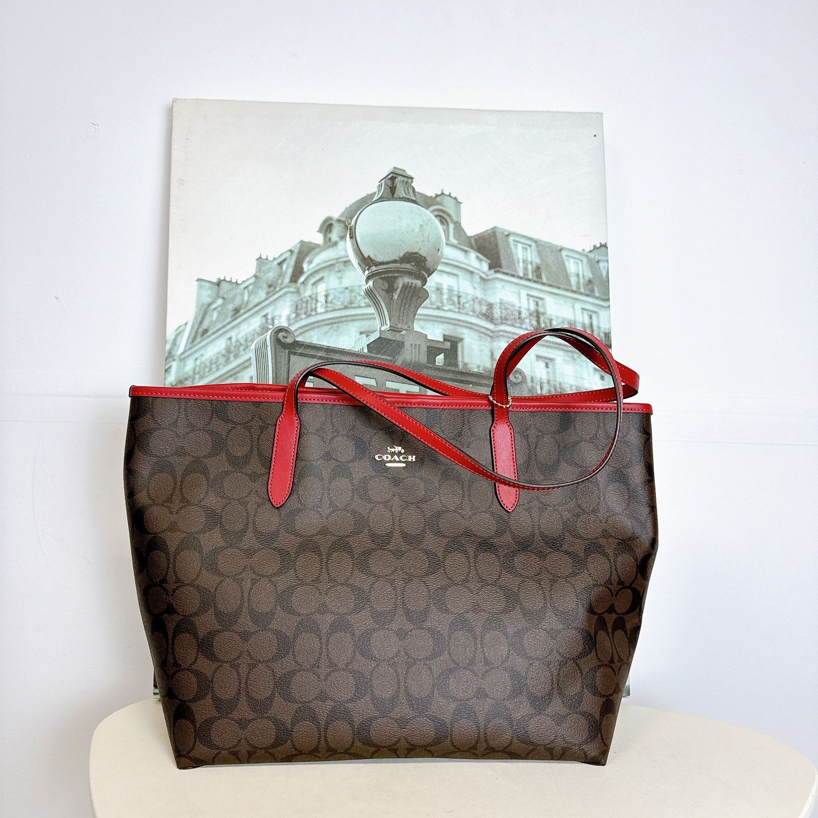 Coach Coach 5696 City Tote In Signature Canvas Brown 1941 Red | Grailed