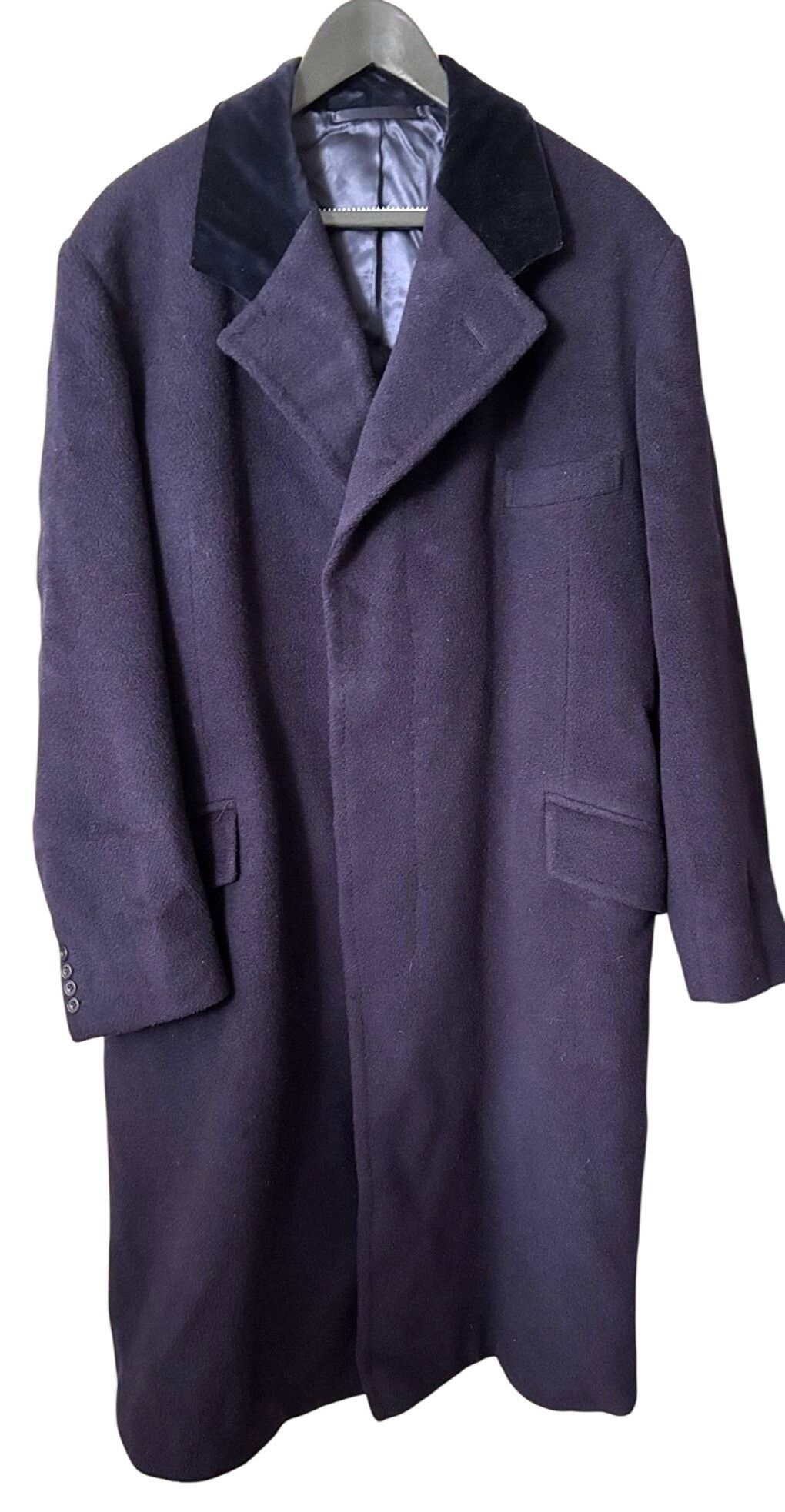 Crombie Crombie Mens Wool Overcoat With Velvet Collar Navy Blue | Grailed