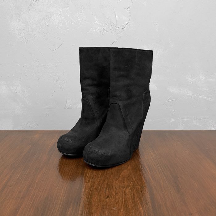 Rick Owens Rick Owens Black Suede Leather Boot Wedges | Grailed